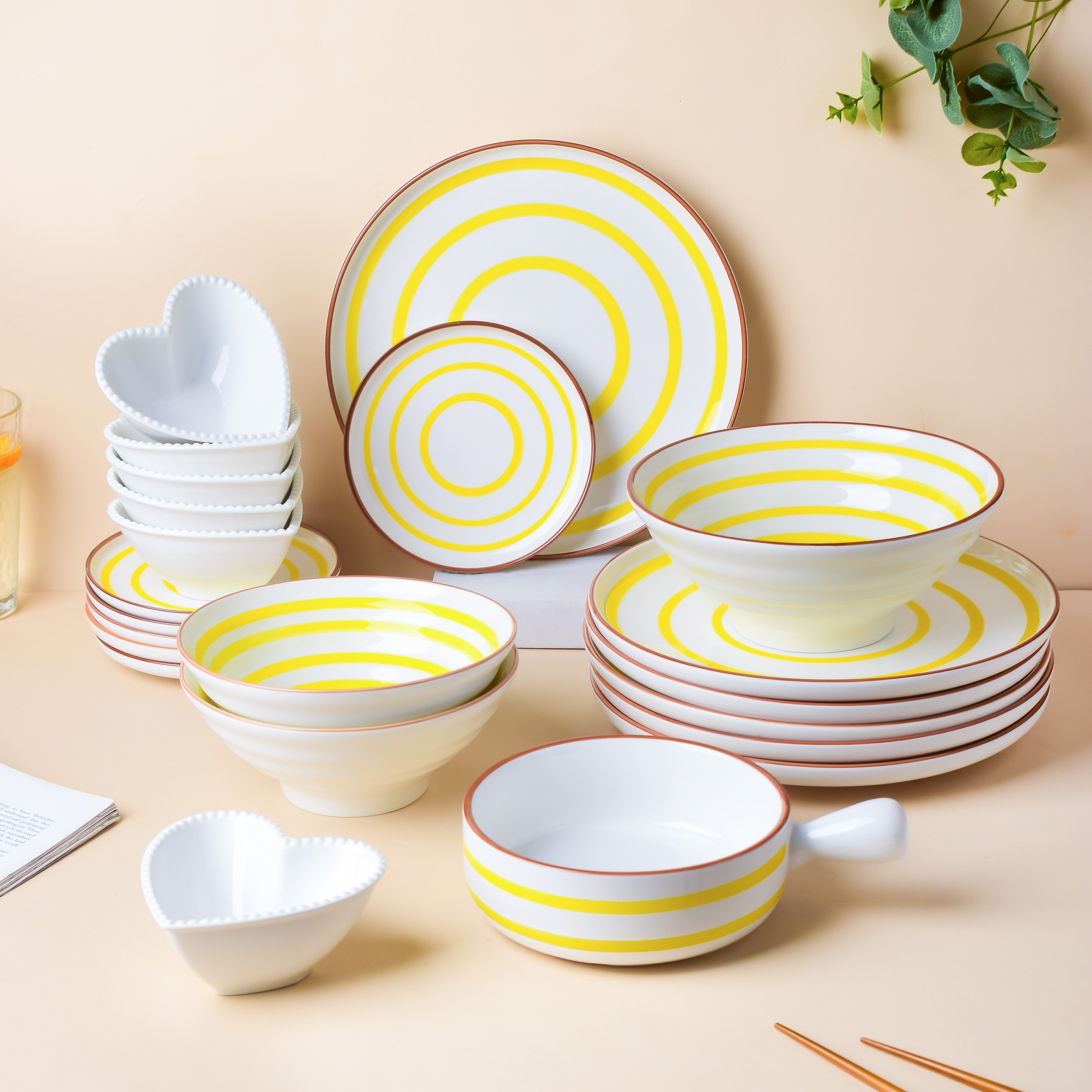 Spiral Yellow 22 Piece Dinner Set For 6 Online - Premium Dinner Set ...
