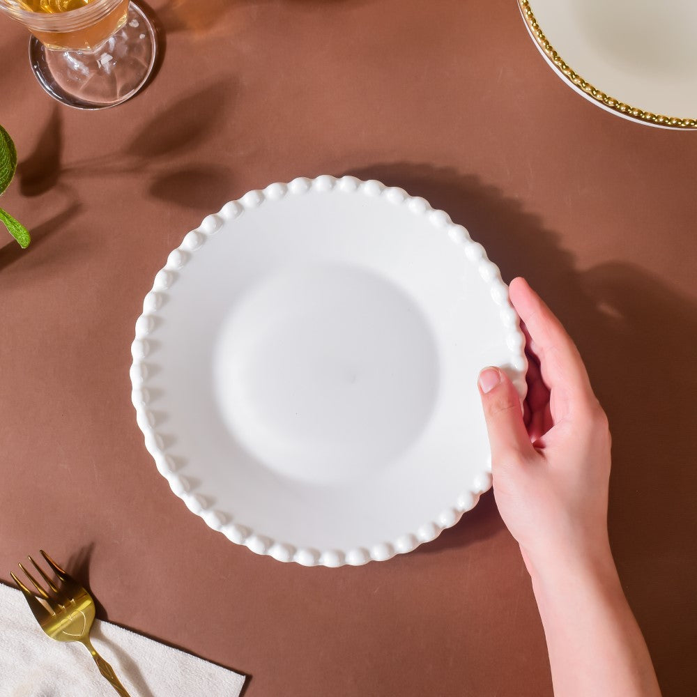 Scalloped Snack Plate White 8 Inch Online - Premium Snack Plate | Nestasia