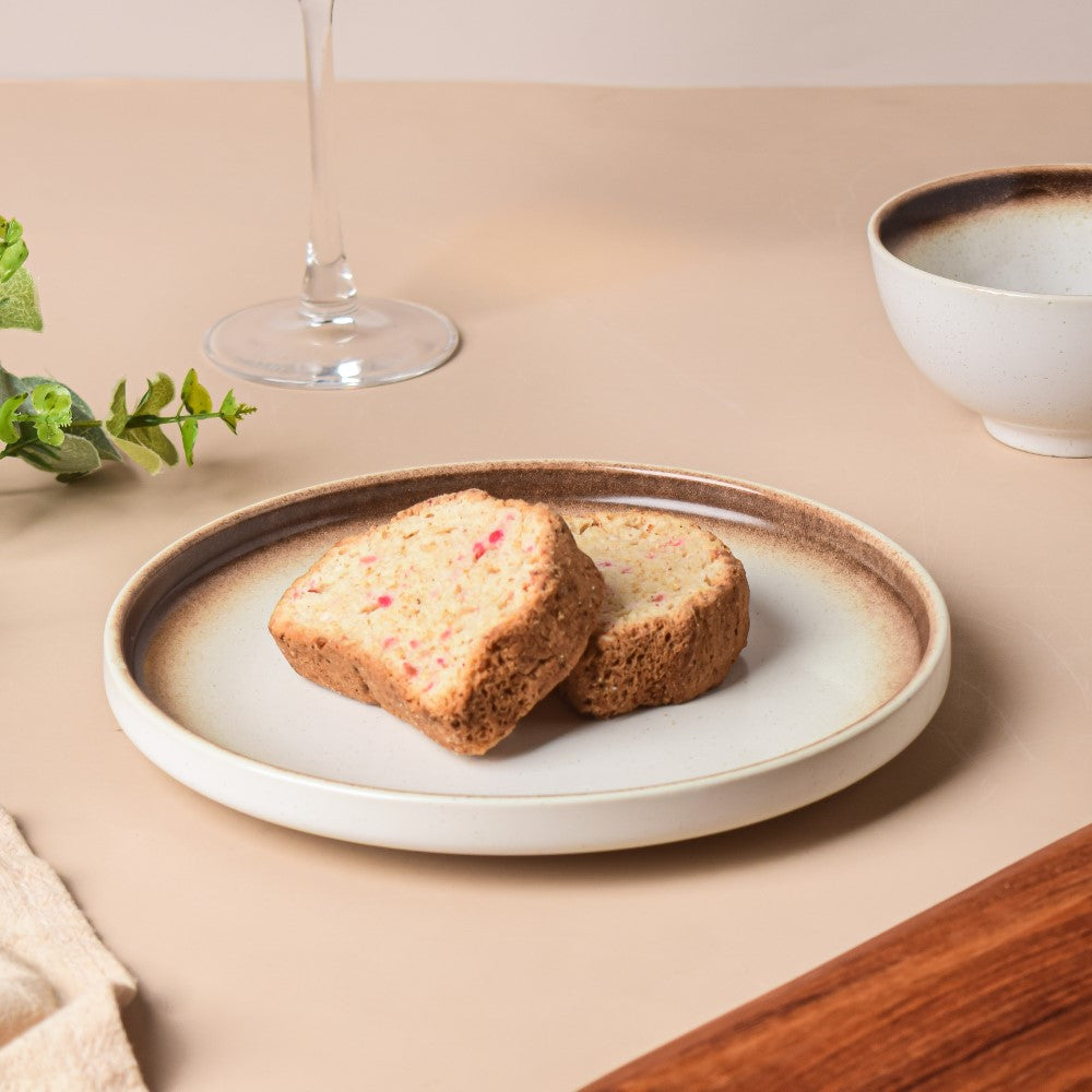 Cavern Clay Ceramic Snack Plate White Brown 8 Inch Online - Premium ...