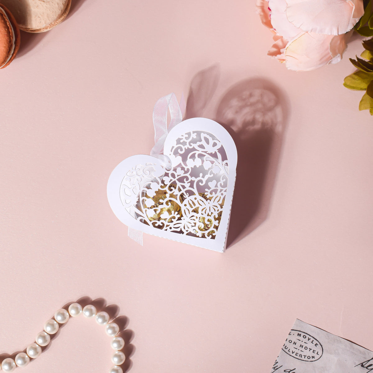 White Heart Paper Gift Box Set of 20