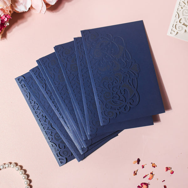 Blue Filigree Invitation Envelope Set of 10
