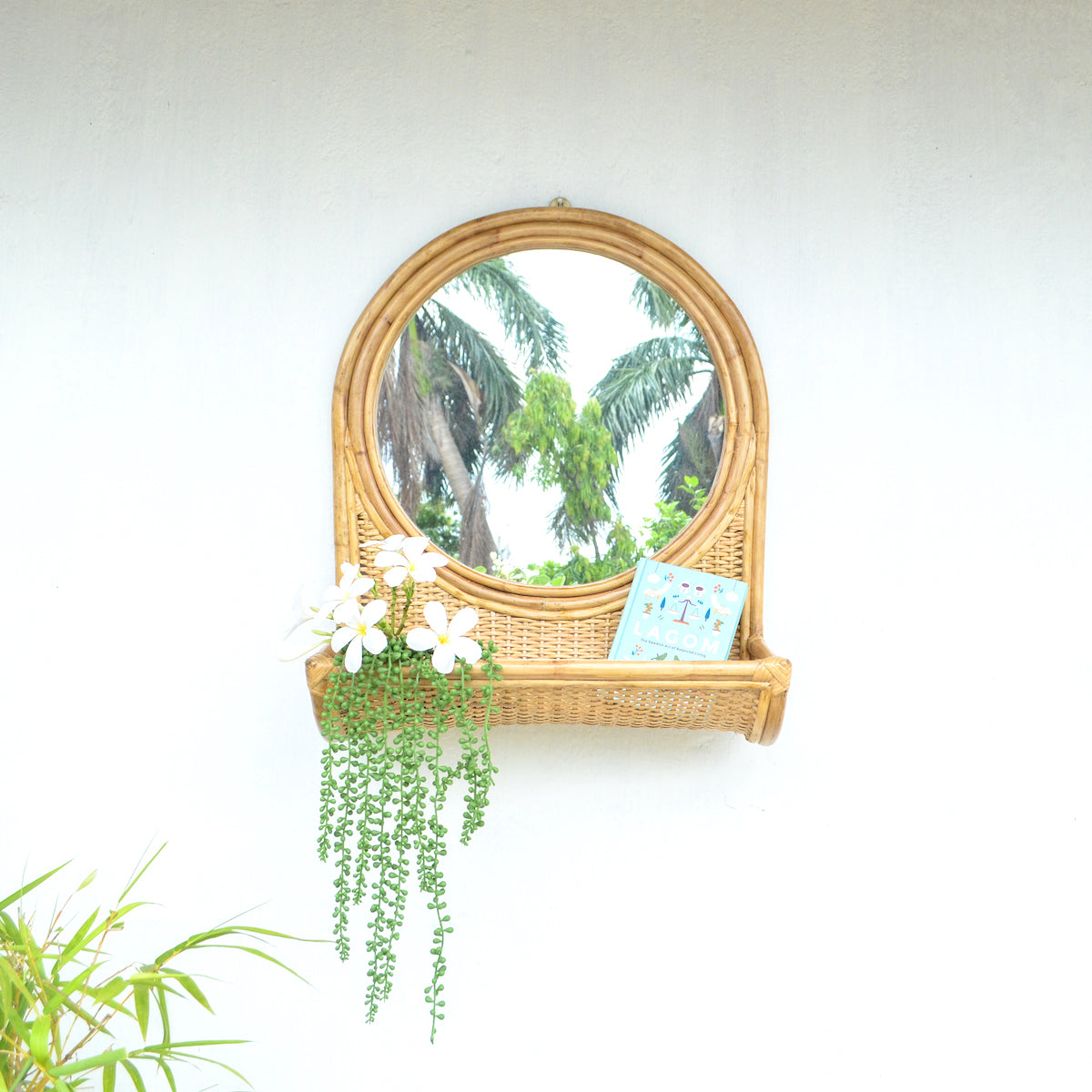 Cane Mirror with Shelf Online - Premium Wall Mirror | Nestasia