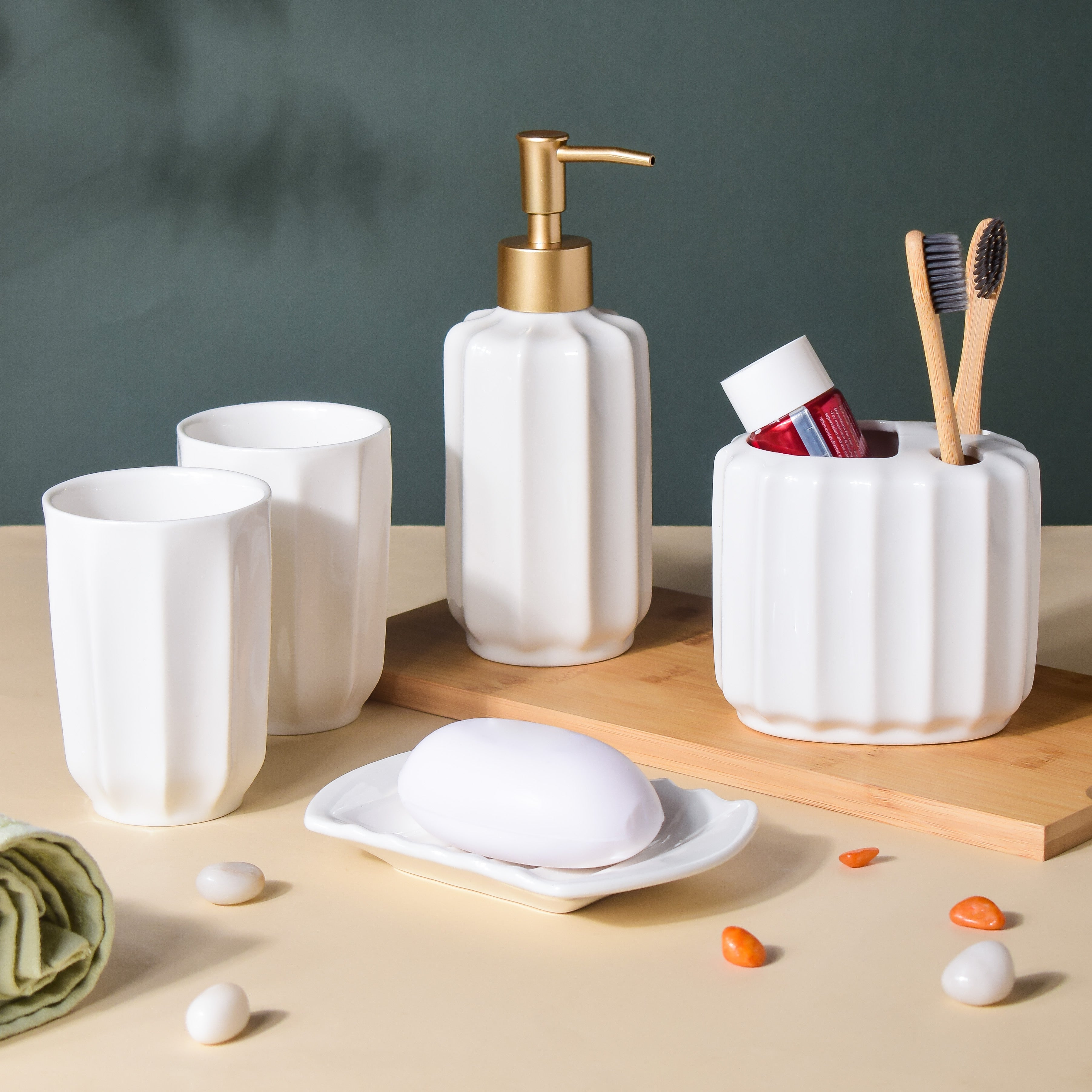 Seasalt White Bathroom Essentials Set Of 5 Online - Premium Bath Set ...