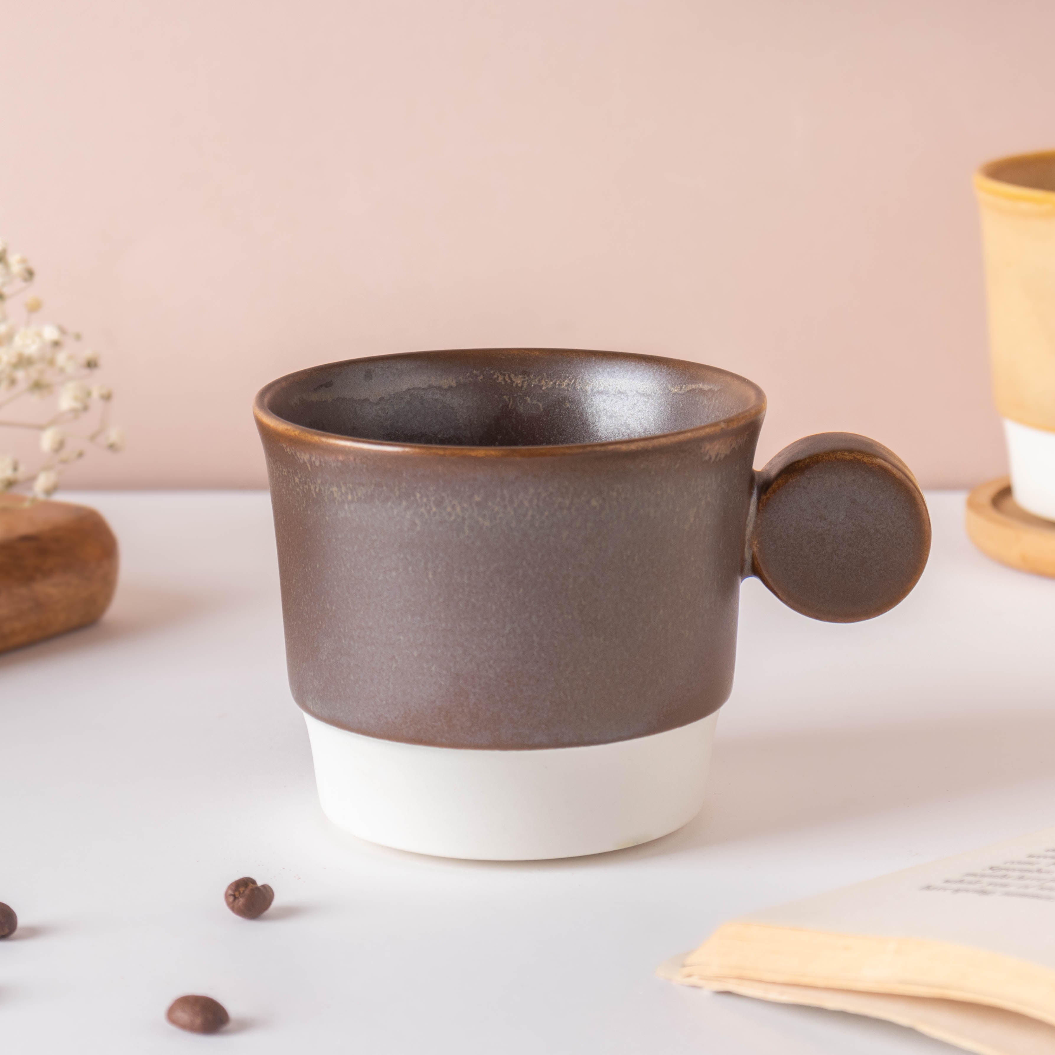 Stackable Ceramic Cup Brown 200 ml Online - Premium Tea Cup | Nestasia