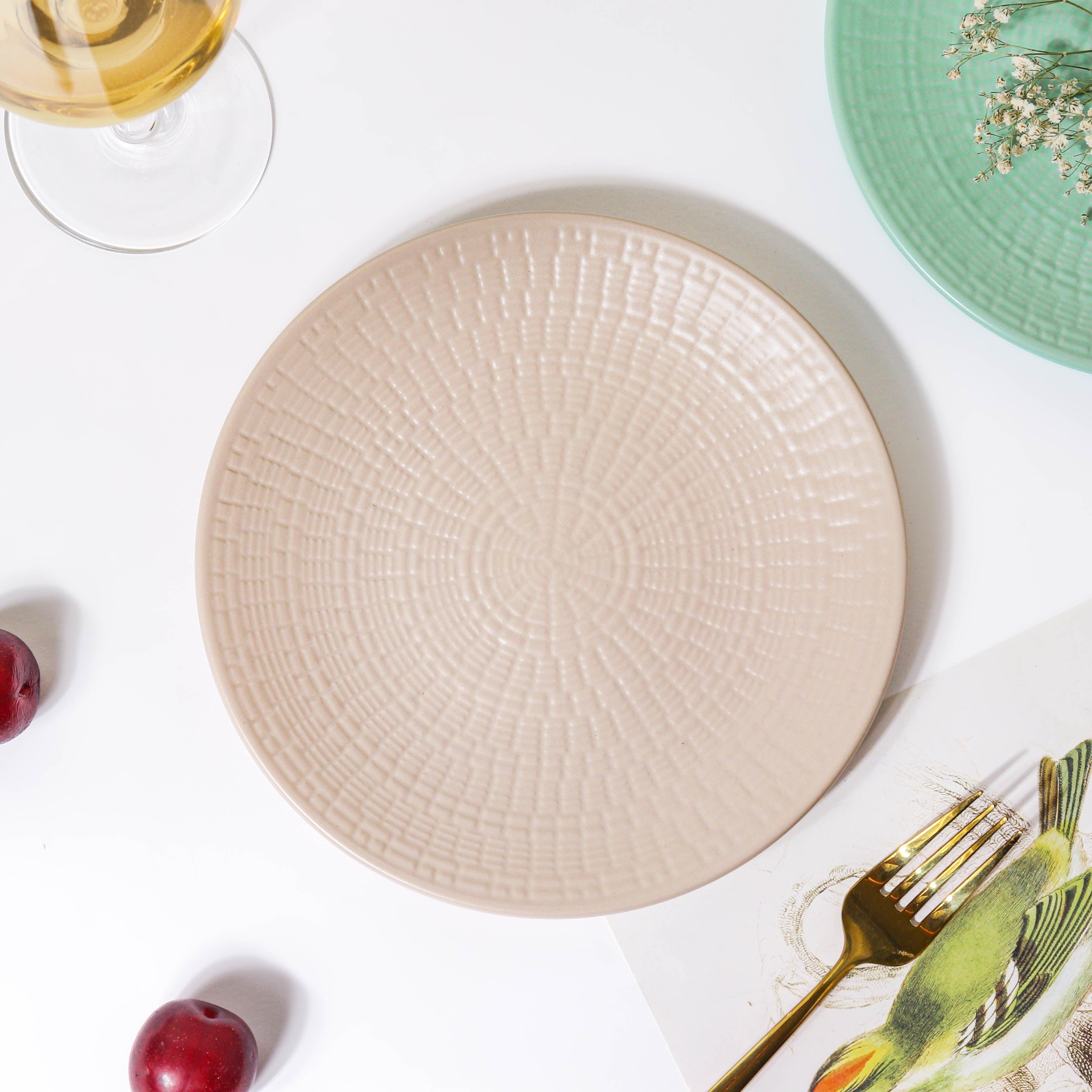 Aamirah Beige Patterned Snack Plate 8 Inch Online - Premium Snack Plate ...