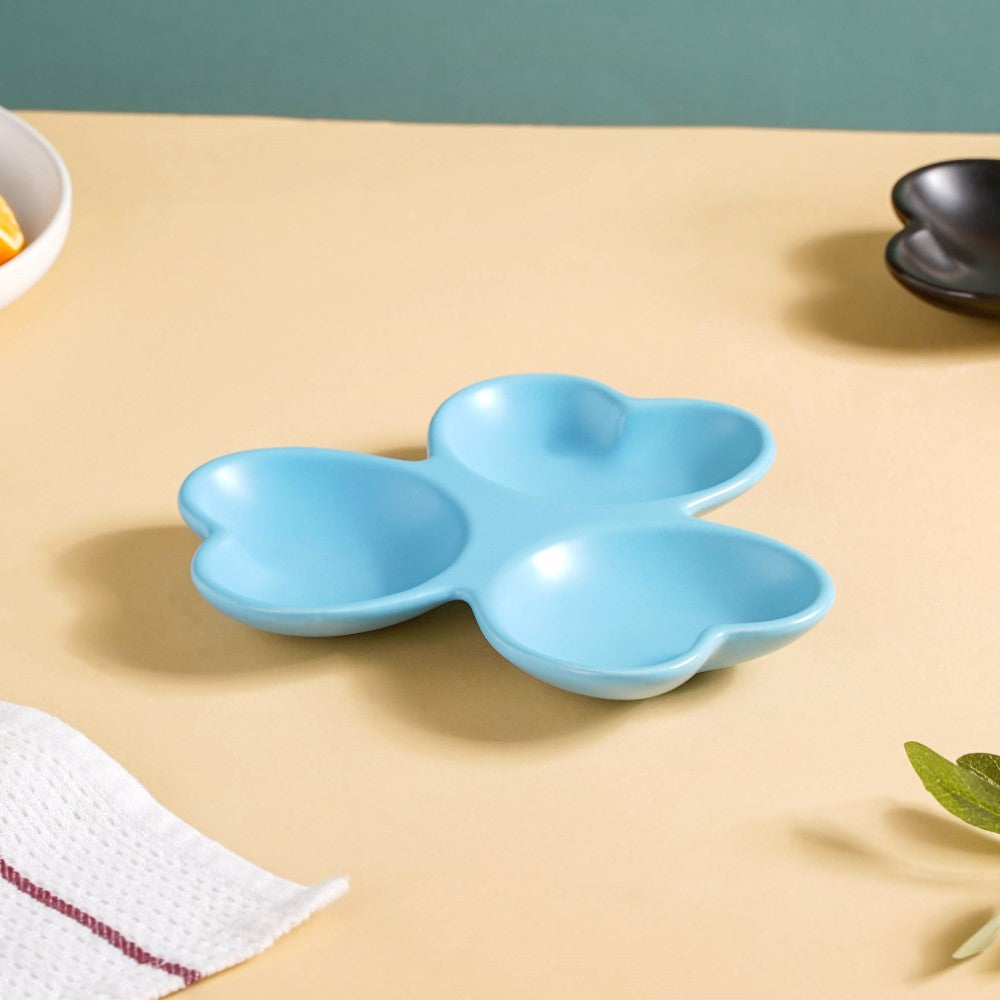 Floral Section Dip Plate Blue