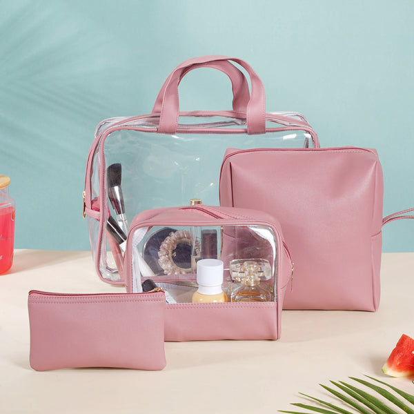 Buy Pink Travel Kit Set Of 4 For Storage Online | Nestasia