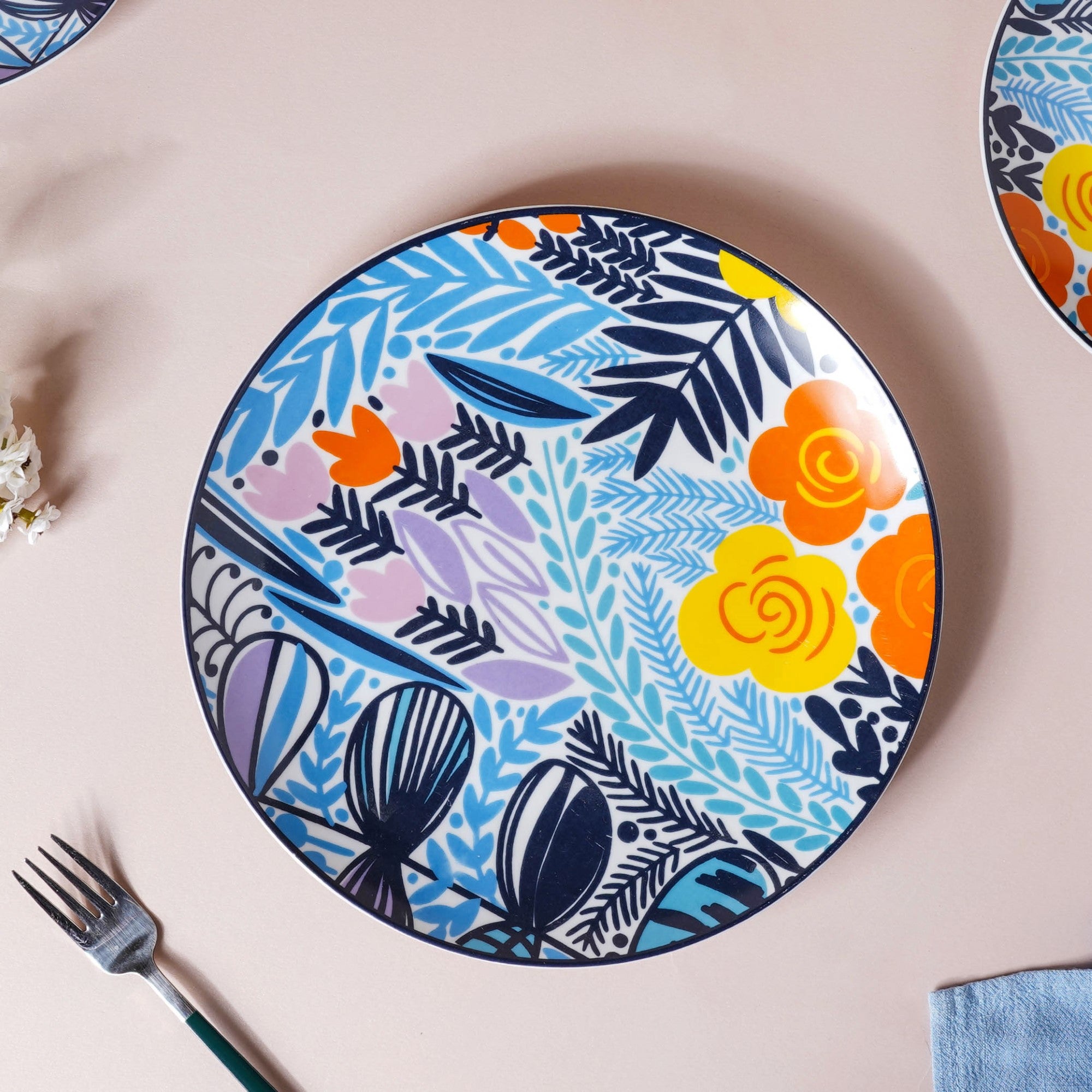Spring Printed Ceramic Multicolour Dinner Plate 10.5 Inch Online ...