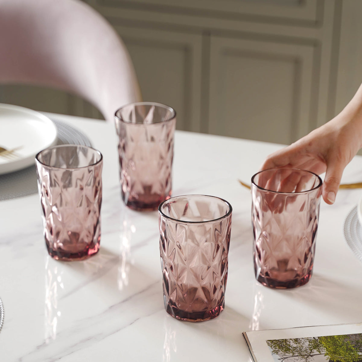 Purple Drinking Glass Set of 4