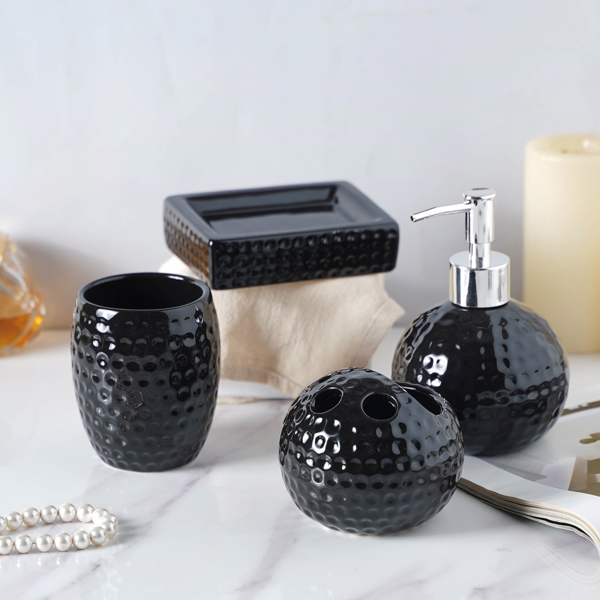 Black Fantasia Bath Set Online - Premium Bath Set | Nestasia