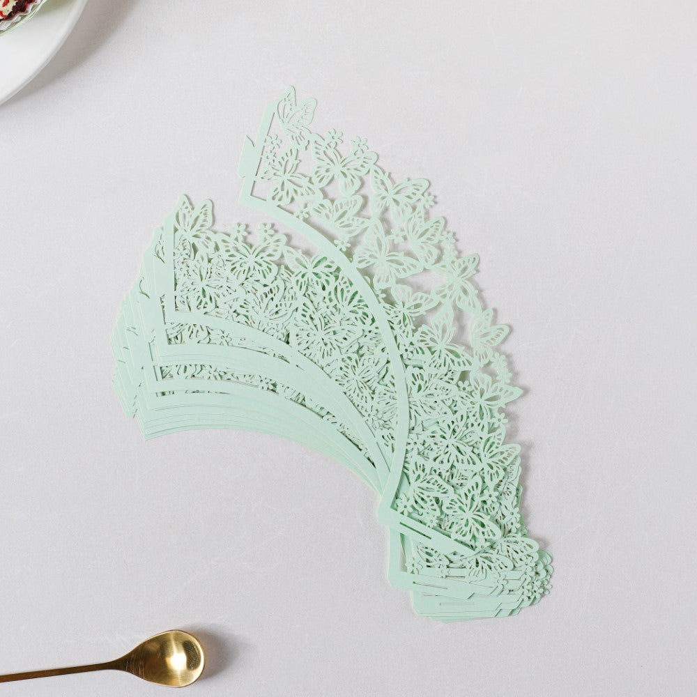 Mint Green Butterfly Lace Cupcake Wrapper Set of 20