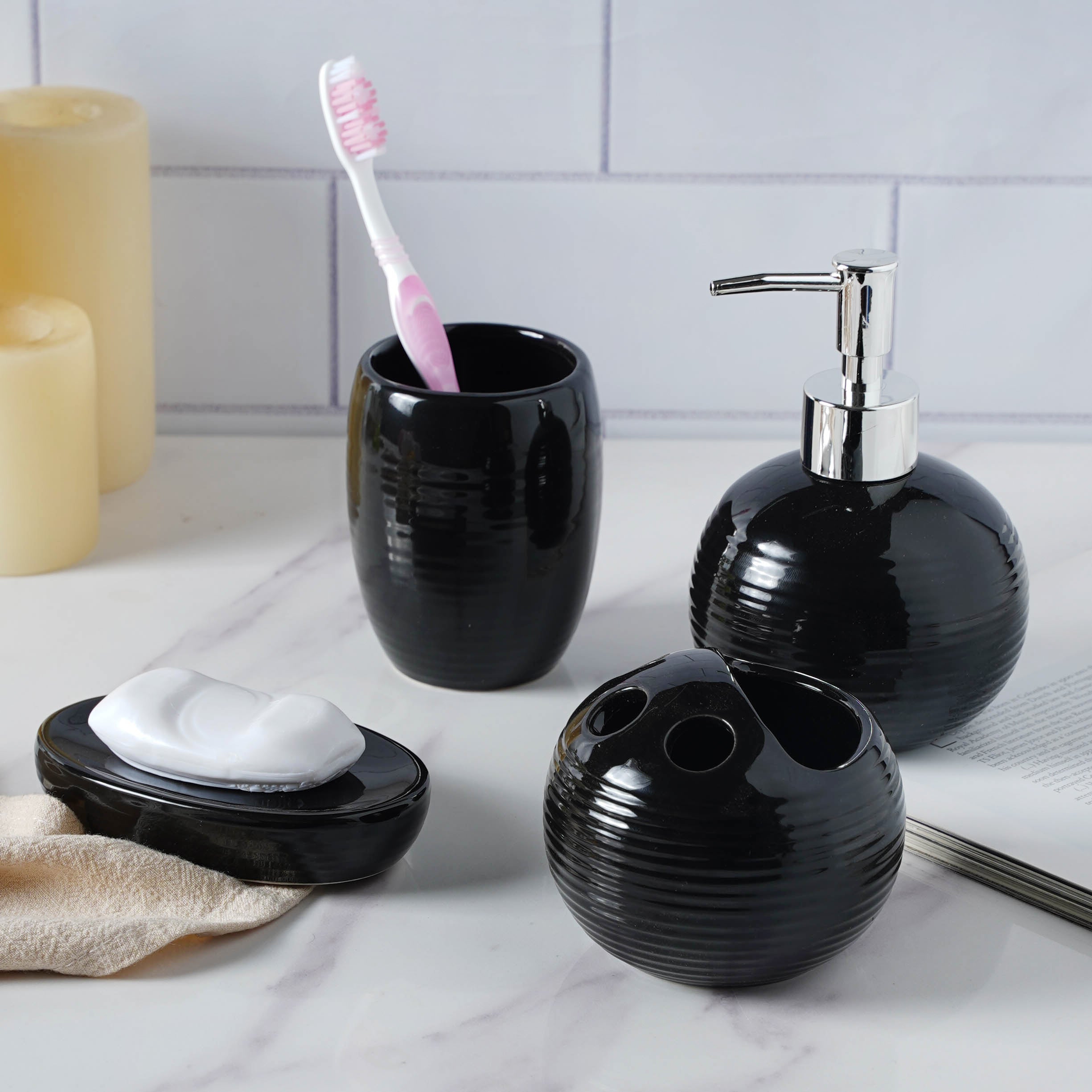 Midnight Black Bath Essentials Online - Premium Bath Set | Nestasia