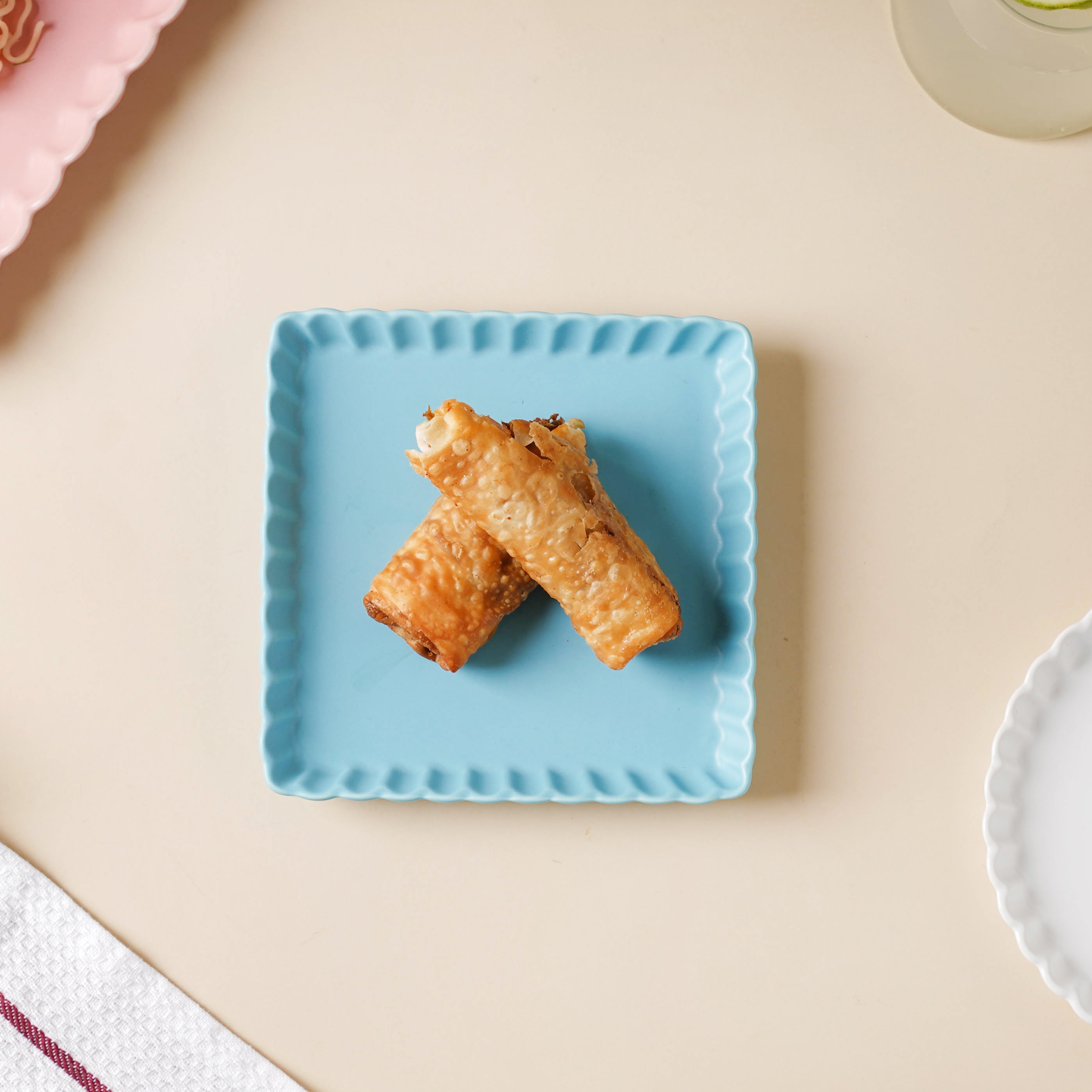 Blue Muffin Square Snack Dish 6 Inch