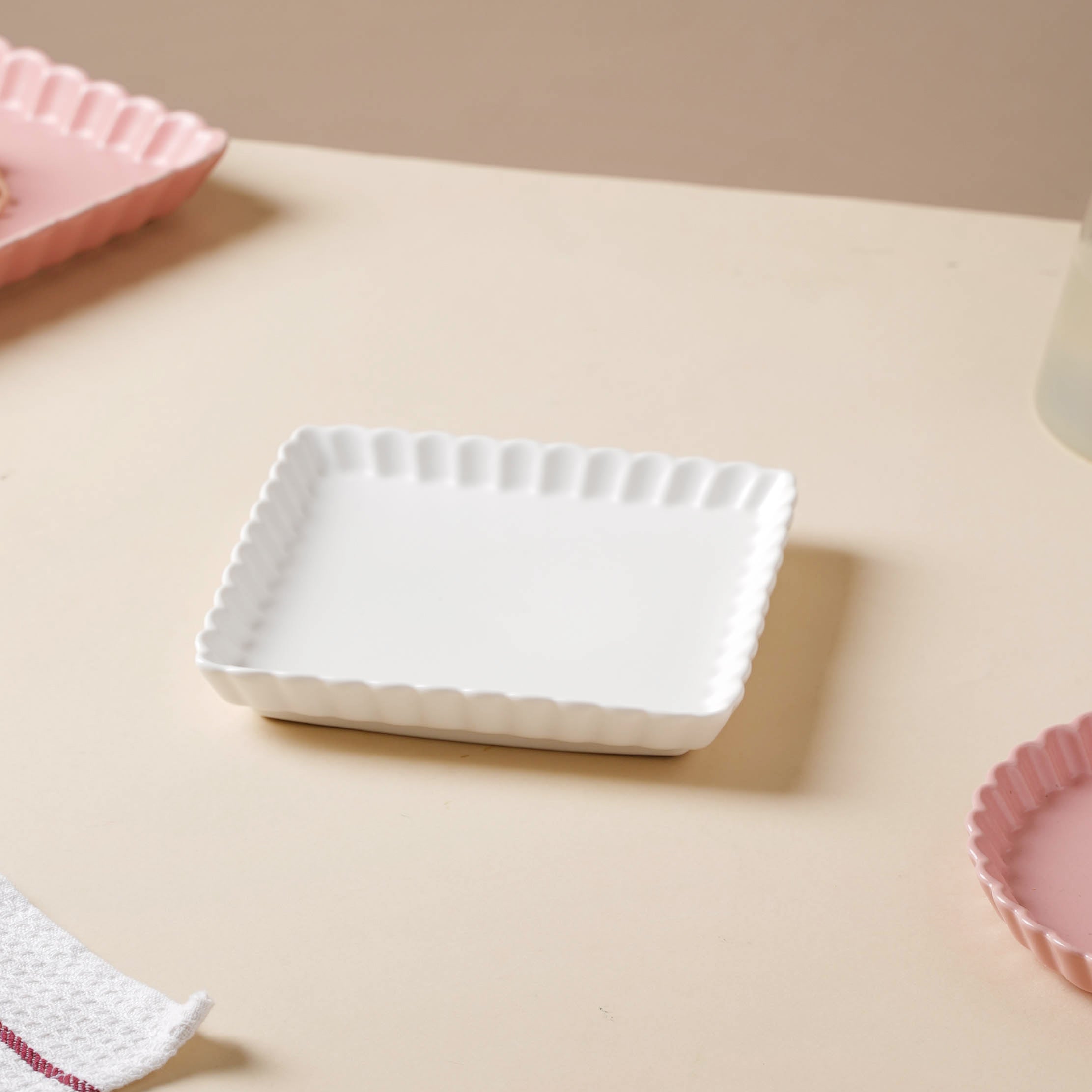 Snow White Square Snack Dish 6 Inch Online - Premium Baking Tray | Nestasia