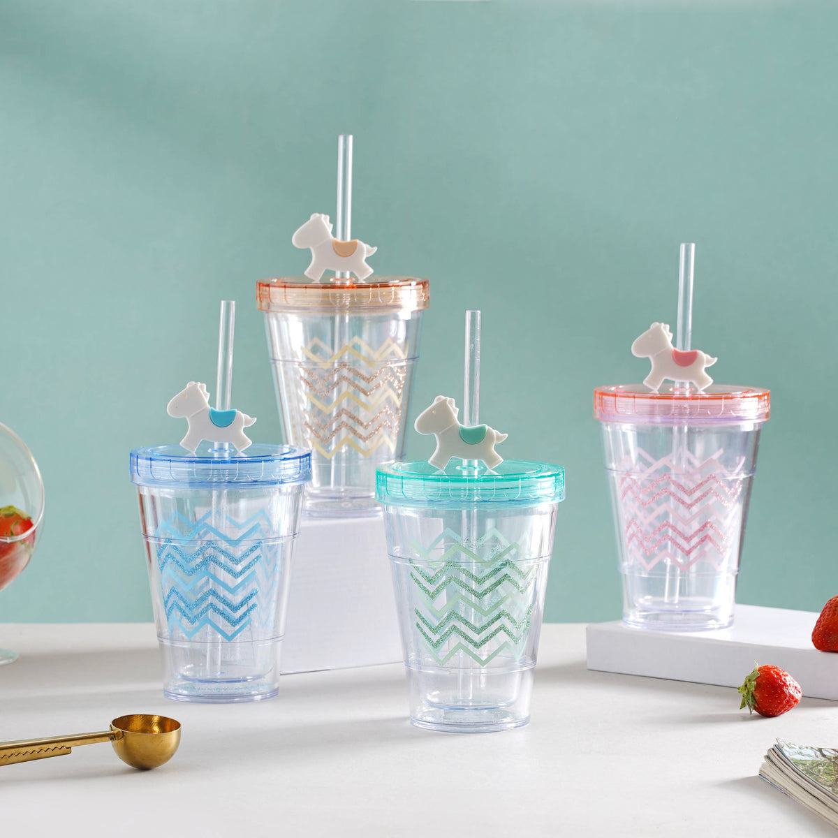 Patterned Cup and Straw