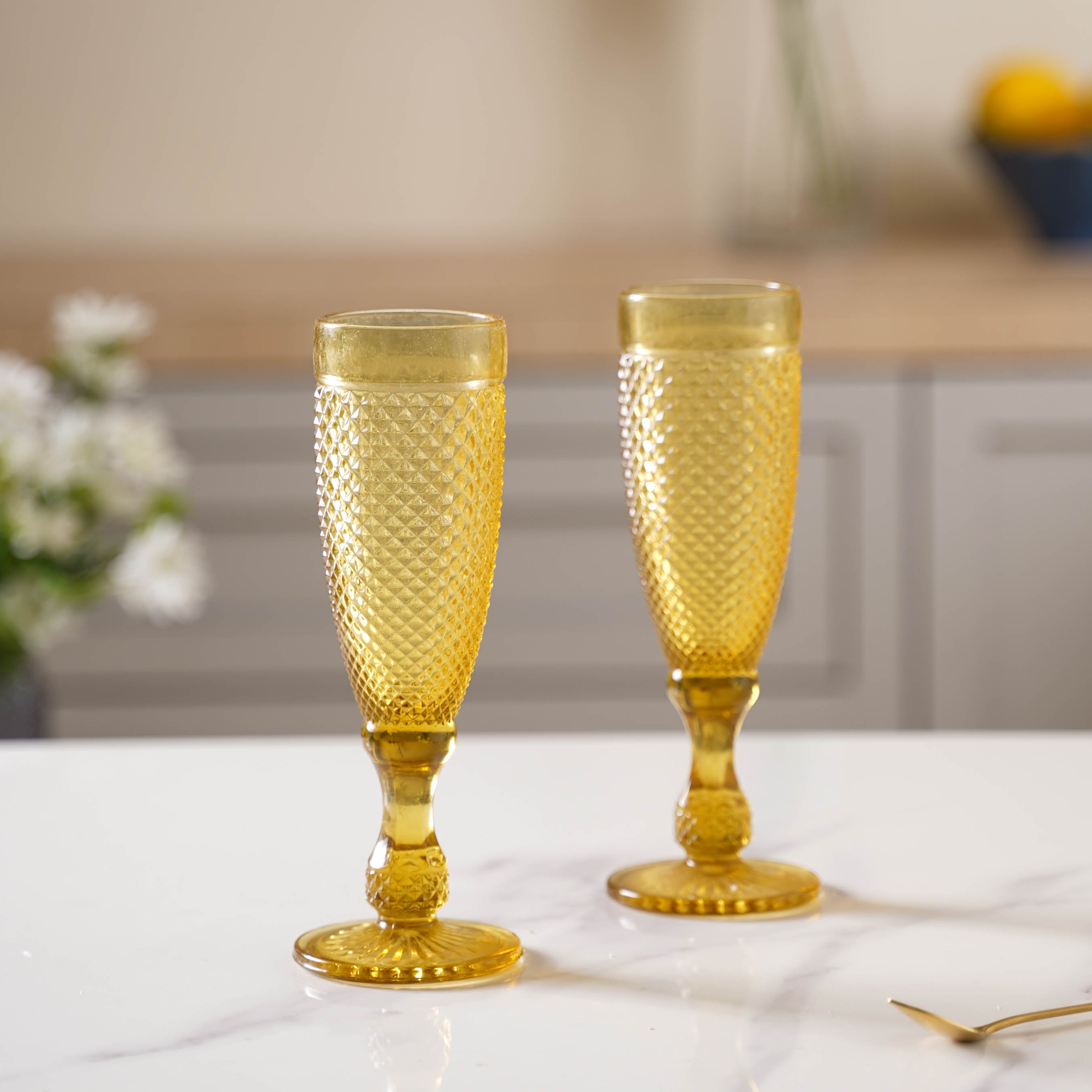 Textured Crystal Drinking Glass Set of 2 Online - Premium Champagne ...
