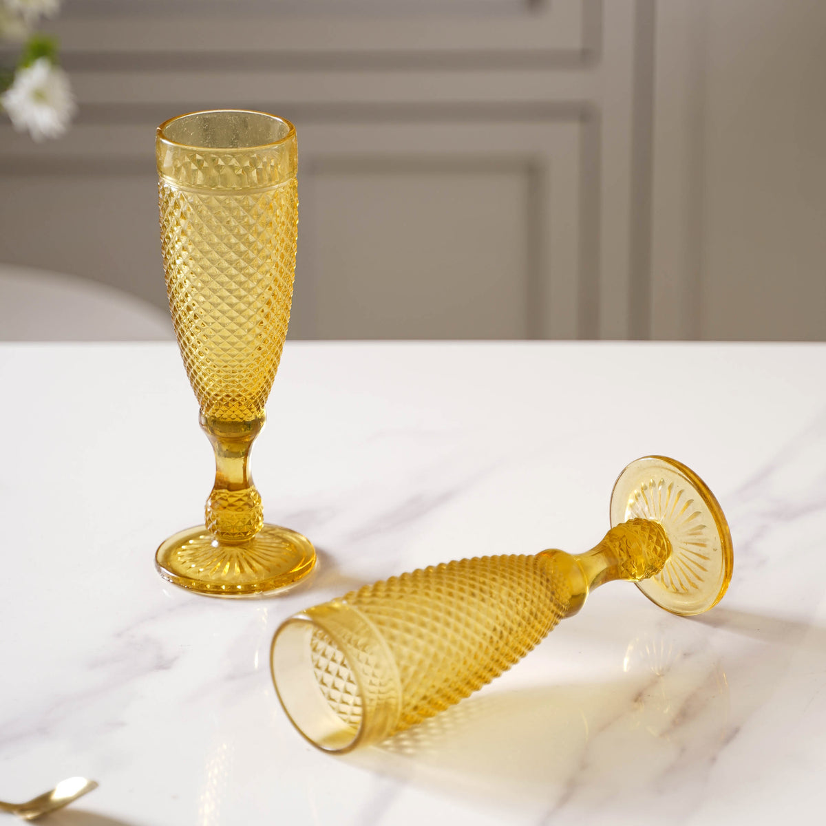 Textured Crystal Drinking Glass Set of 2