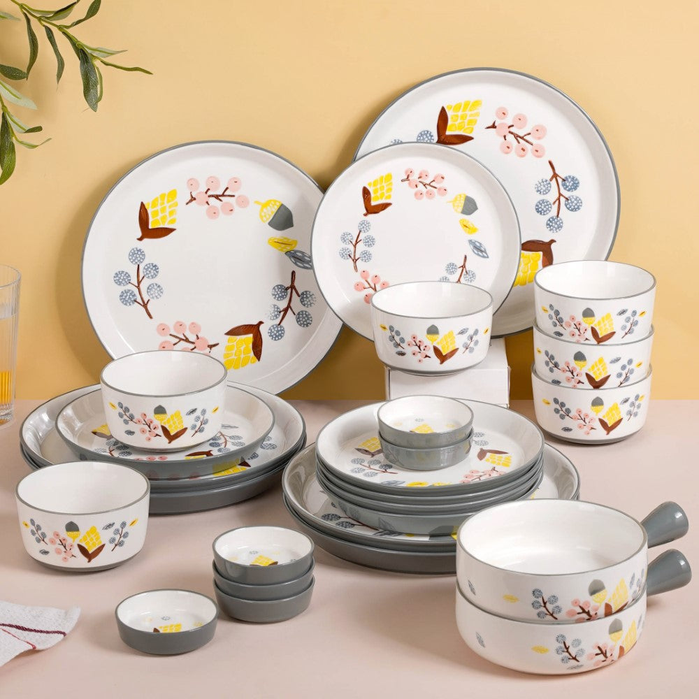 Bloom Grey 26 Piece Dinner Set For 6 Online - Premium Dinner Set | Nestasia