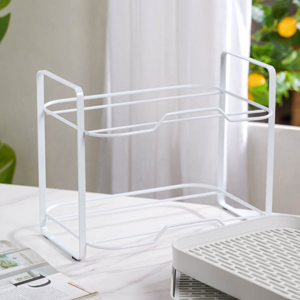 Double Decker Metal Organiser Rack White