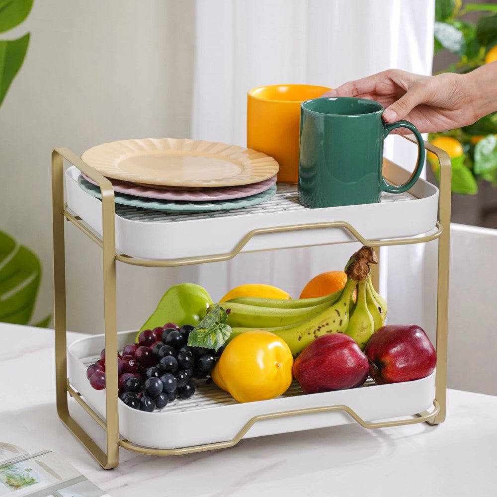 Buy double decker kitchen organiser rack online | Nestasia