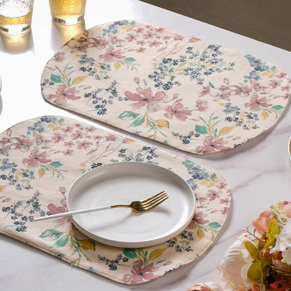 Vintage Floral Cotton Printed Table Mat Set Of 2 Online - Premium Table ...