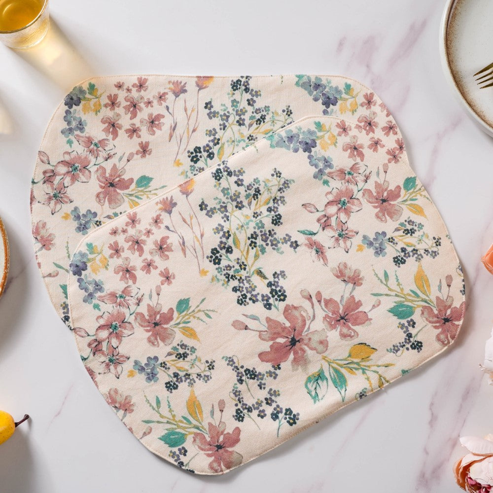Vintage Floral Cotton Printed Table Mat Set Of 2