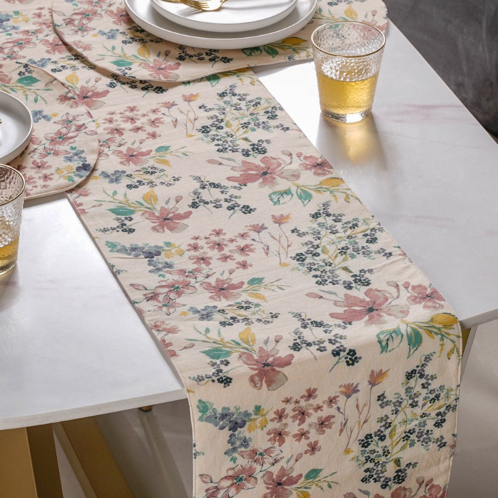 Vintage Florals Cotton Printed Table Runner For 6 Seater Online ...