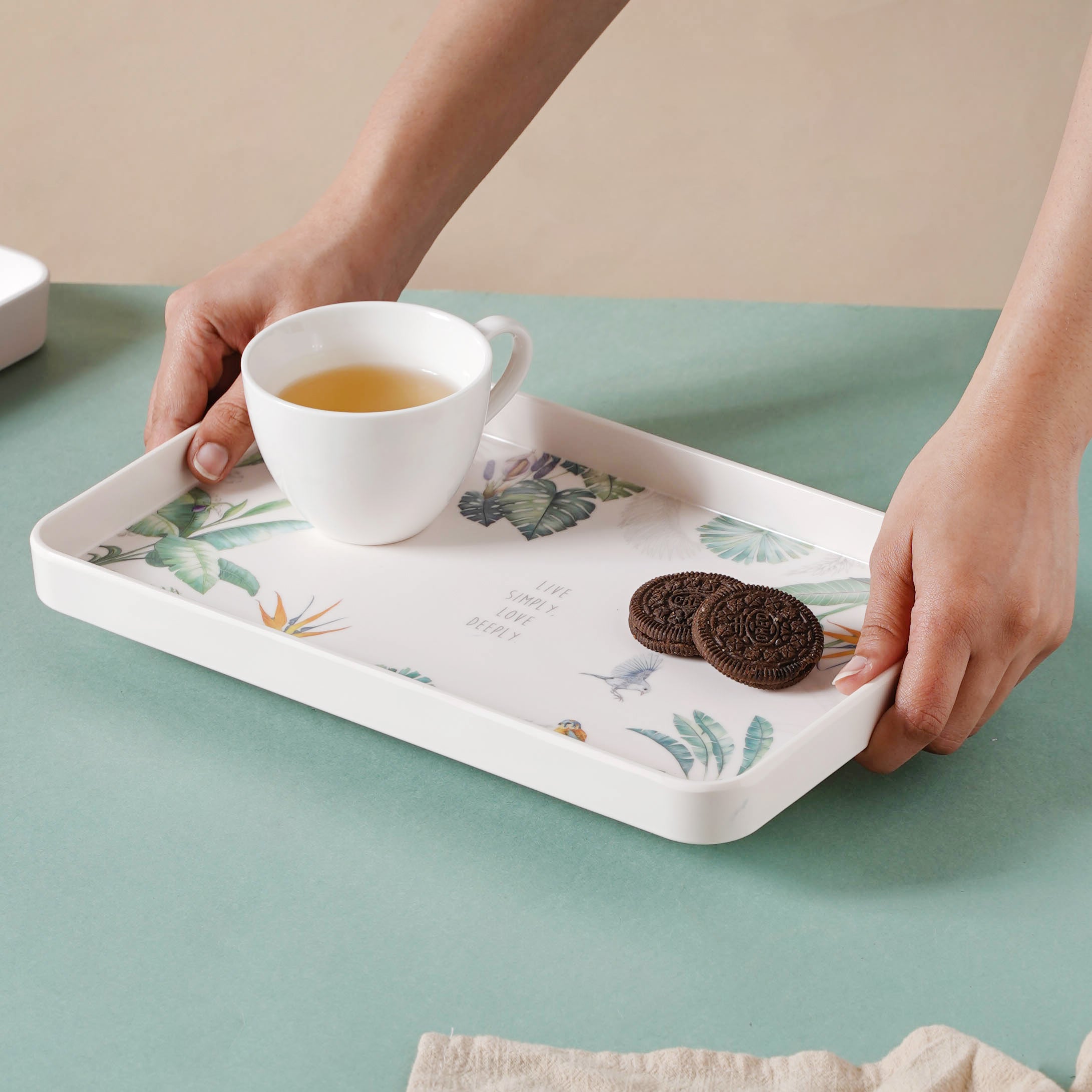 Small Tray With Green Leaves