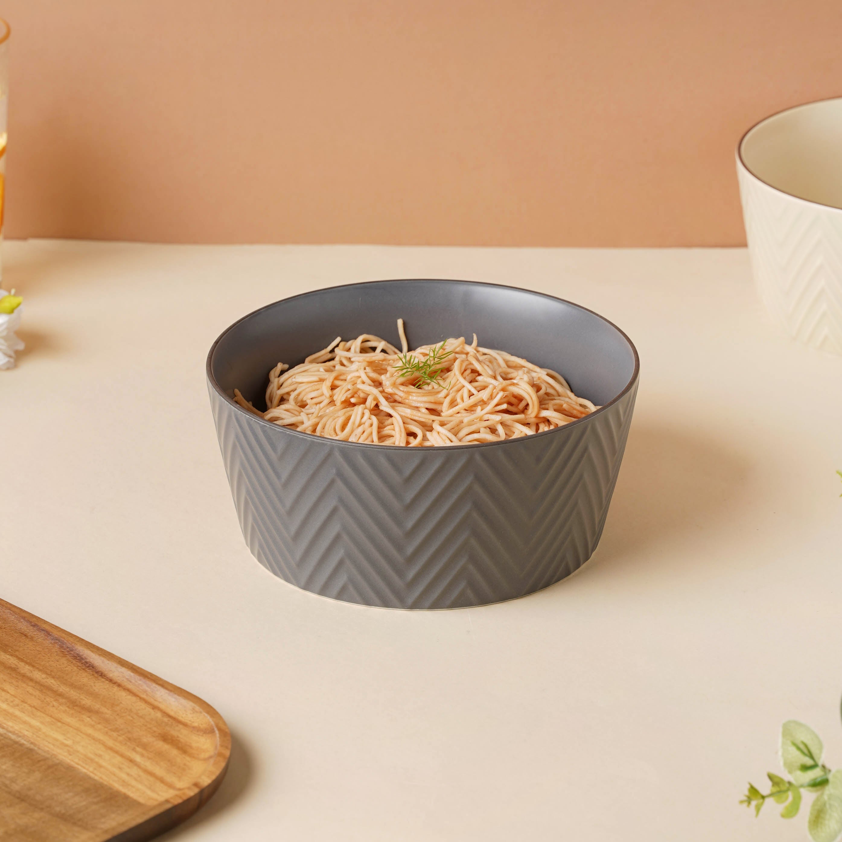 Asphalt Grey Textured Serving Bowl Online - Premium Serving Bowl | Nestasia
