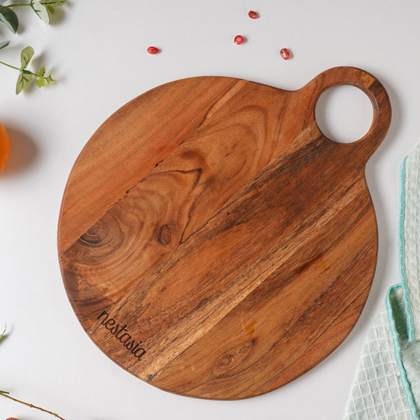 Farmhouse Round Wooden Platter 15 Inch