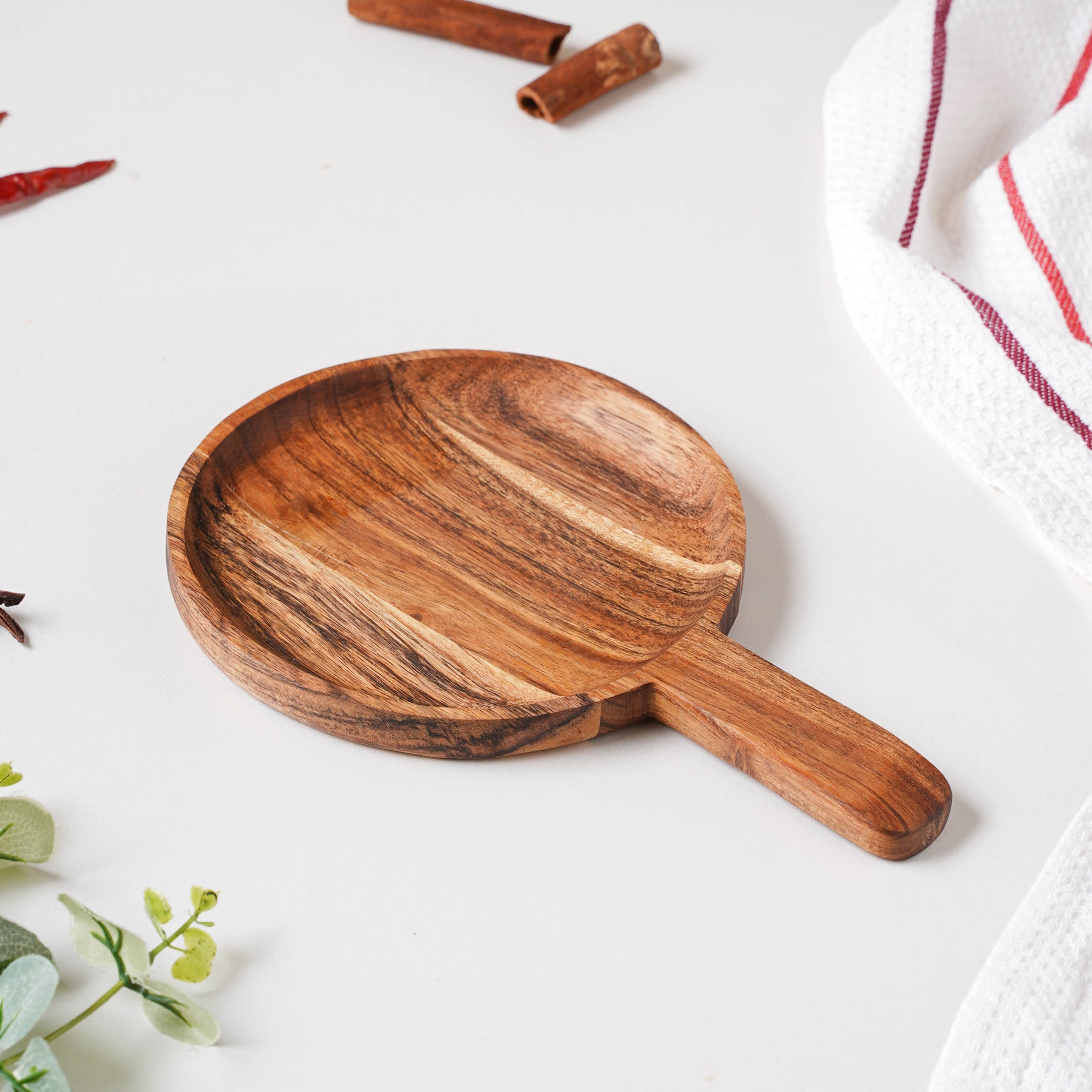 Acacia Farmhouse Platter With Handle 6 inch