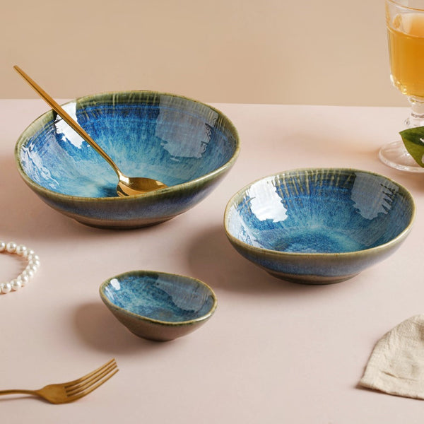 Boracay Organic Shaped Ceramic Dip Bowl Blue 50 ml