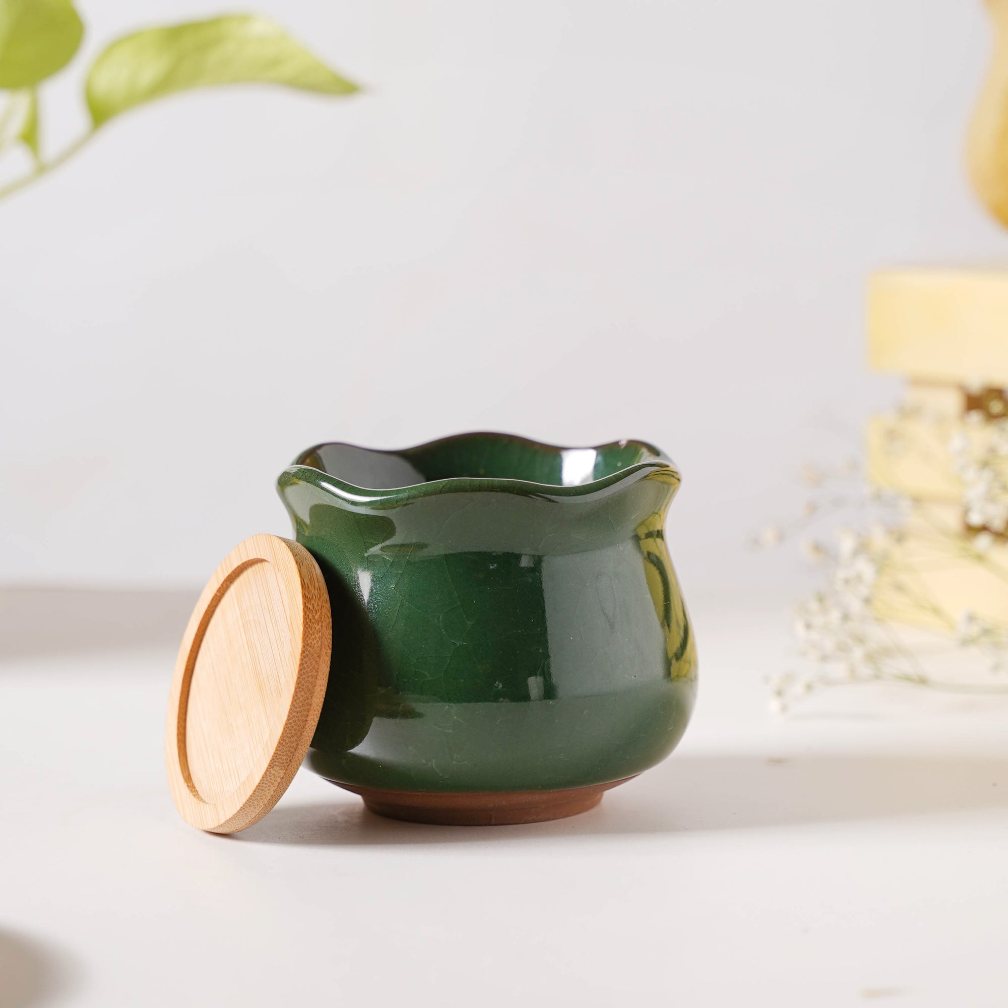 Botanica Emerald Ceramic Planter With Coaster Online - Premium Planter ...