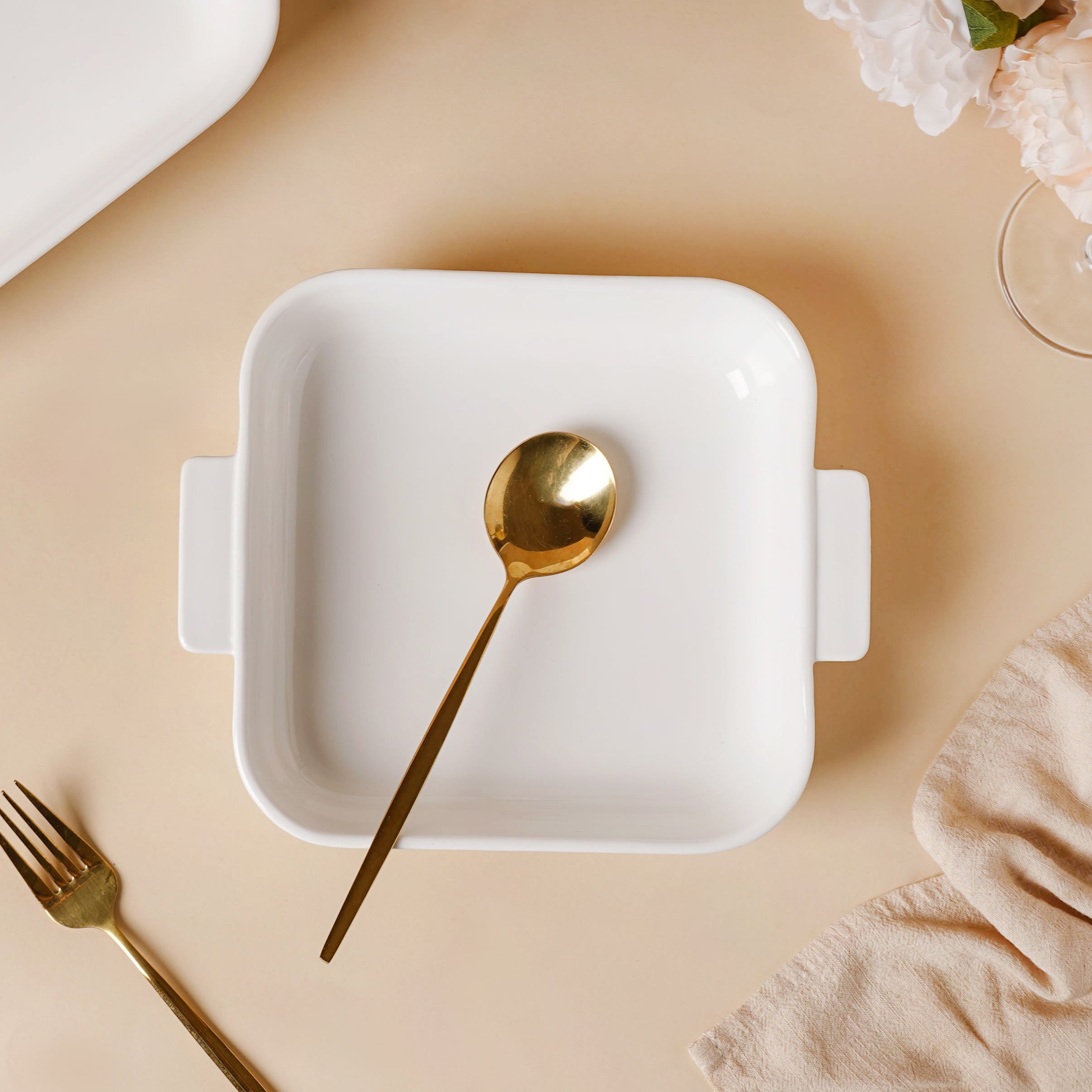 Serena Lily White Ceramic Baking Plate Small