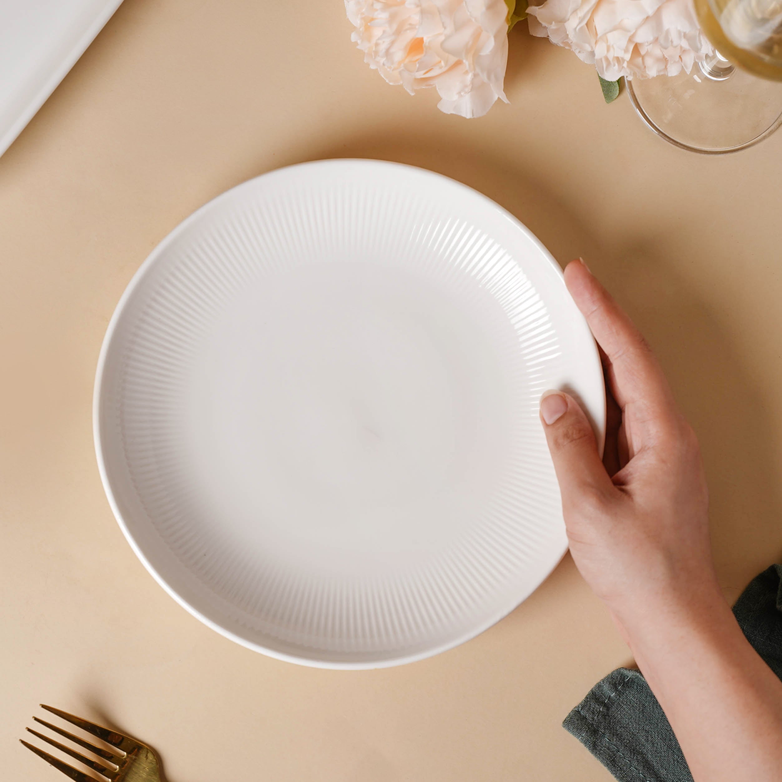 Serena Pearly White Snack Plate 8 Inch