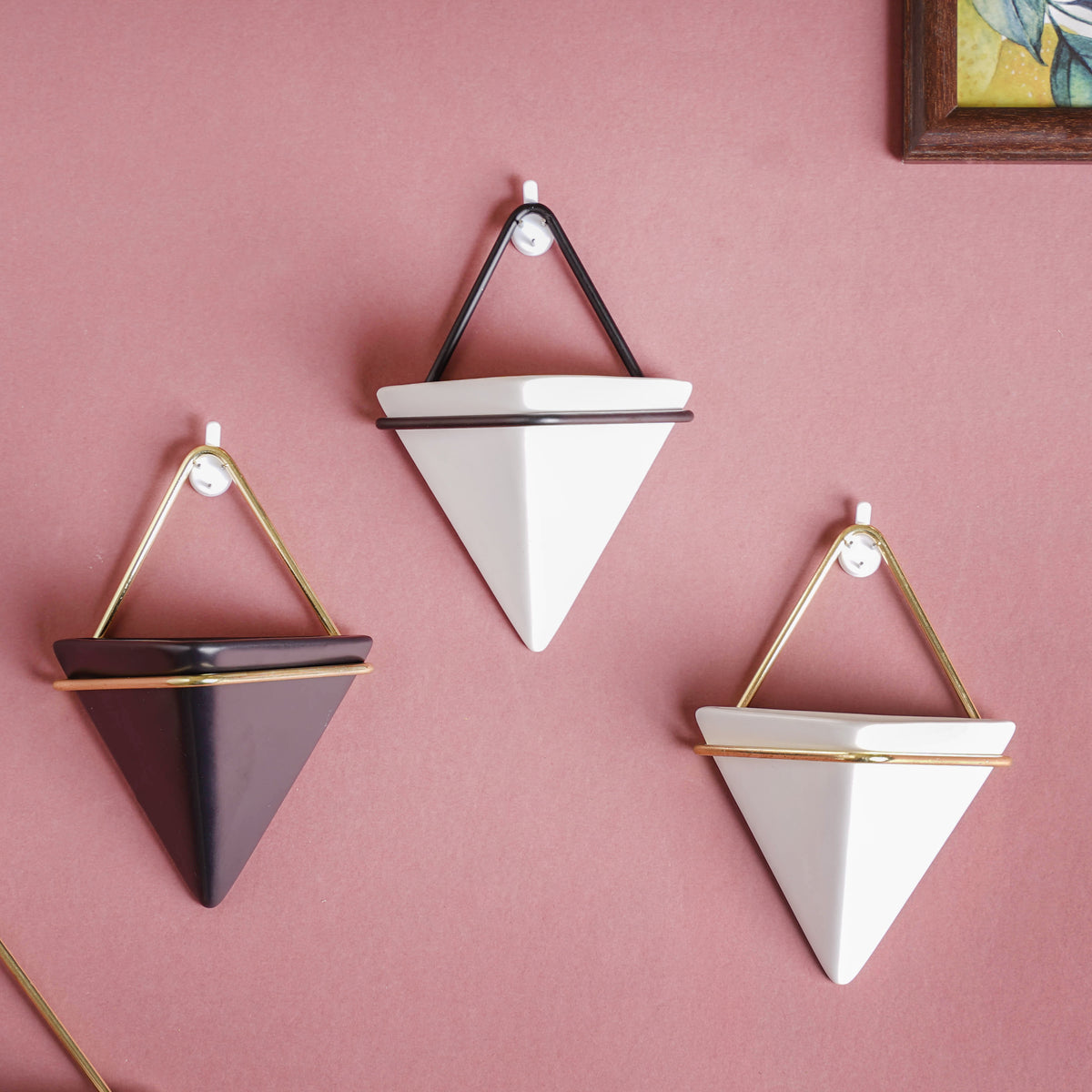 Triangular Ceramic Wall Planter Small