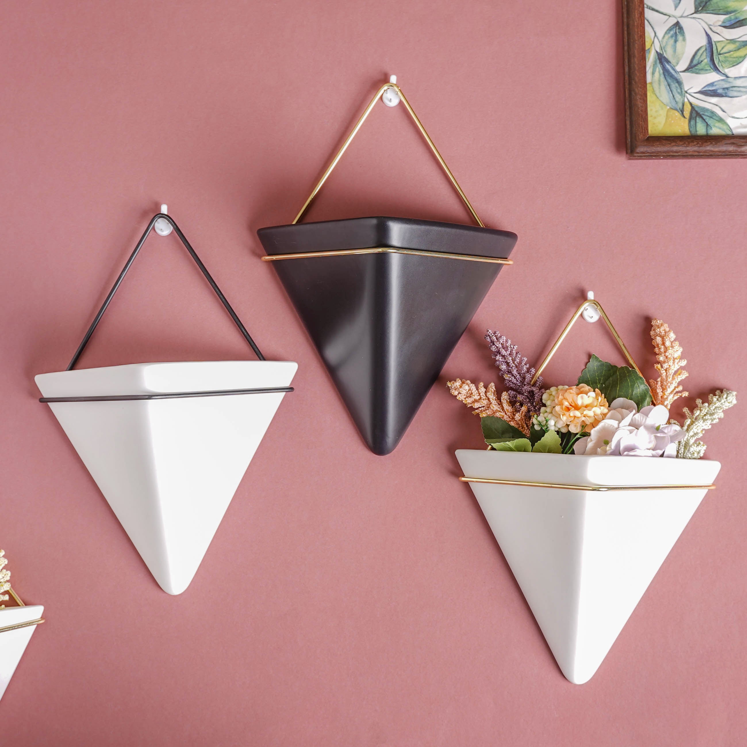 Triangular Ceramic Pot with Holder Large Online - Premium Planter ...