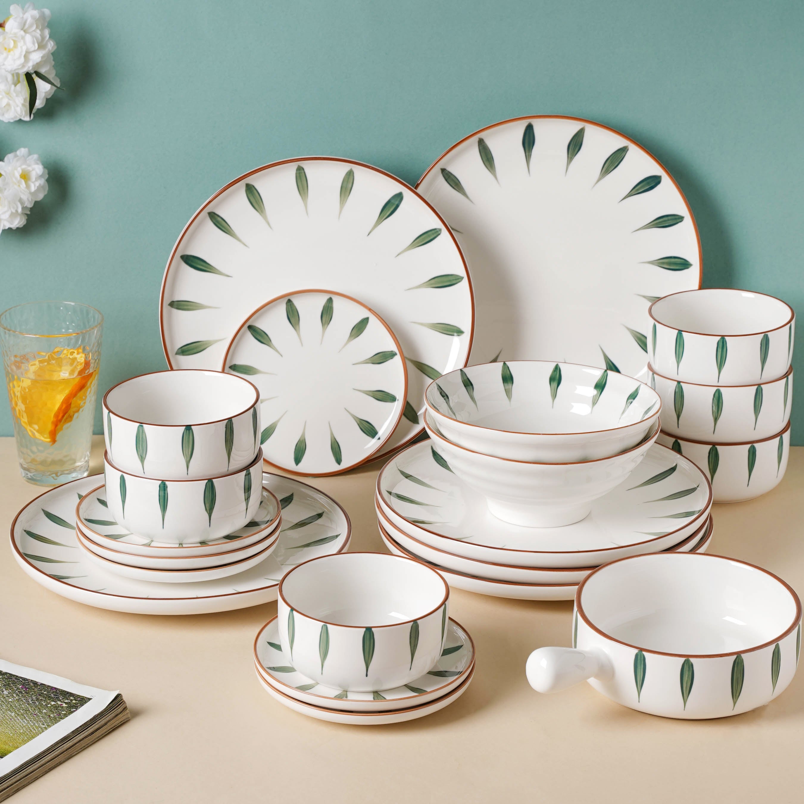 Teardrop Green 21 Piece Dinner Set For 6 Online - Premium Dinner Set ...