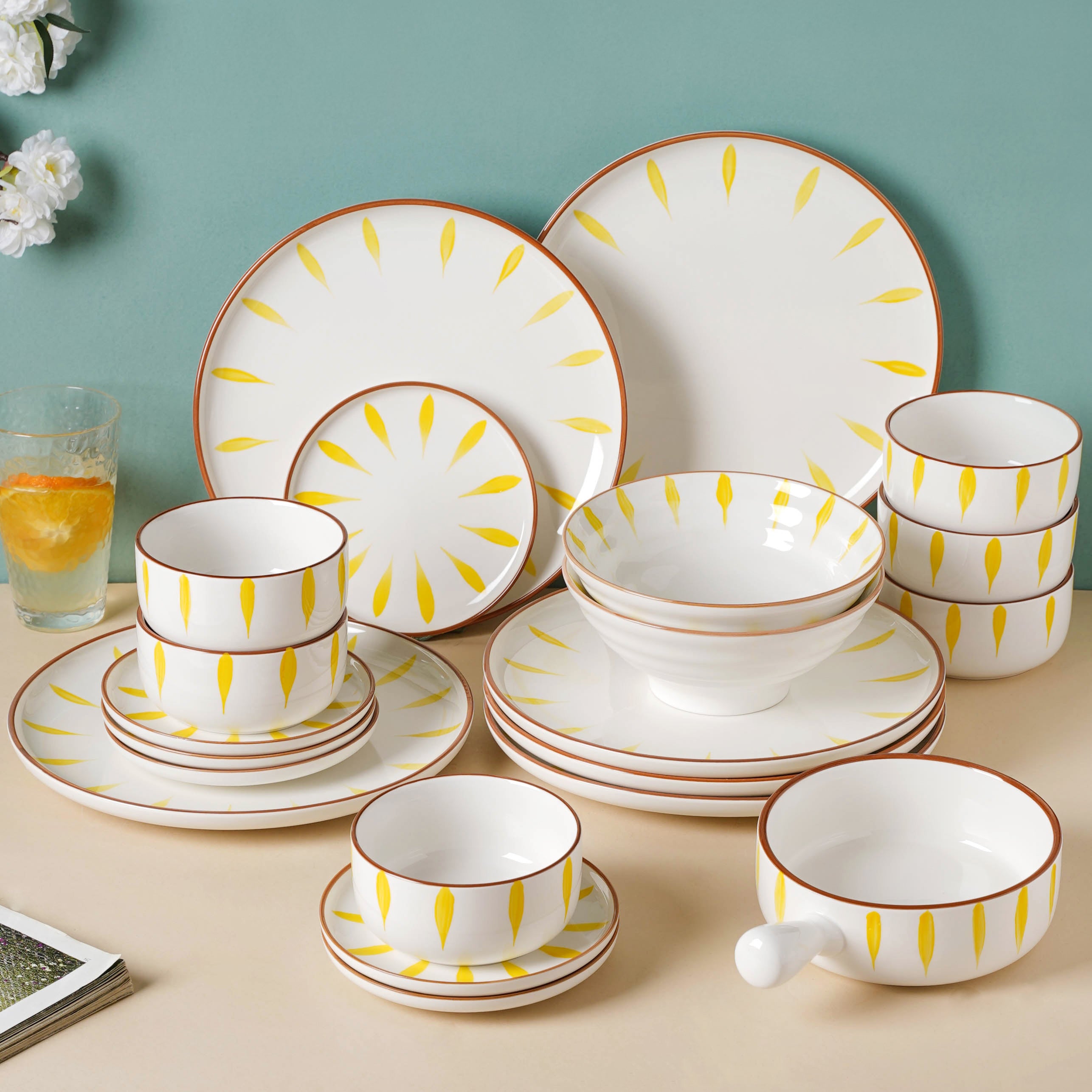 Teardrop Yellow 21 Piece Dinner Set For 6 Online - Premium Dinner Set ...