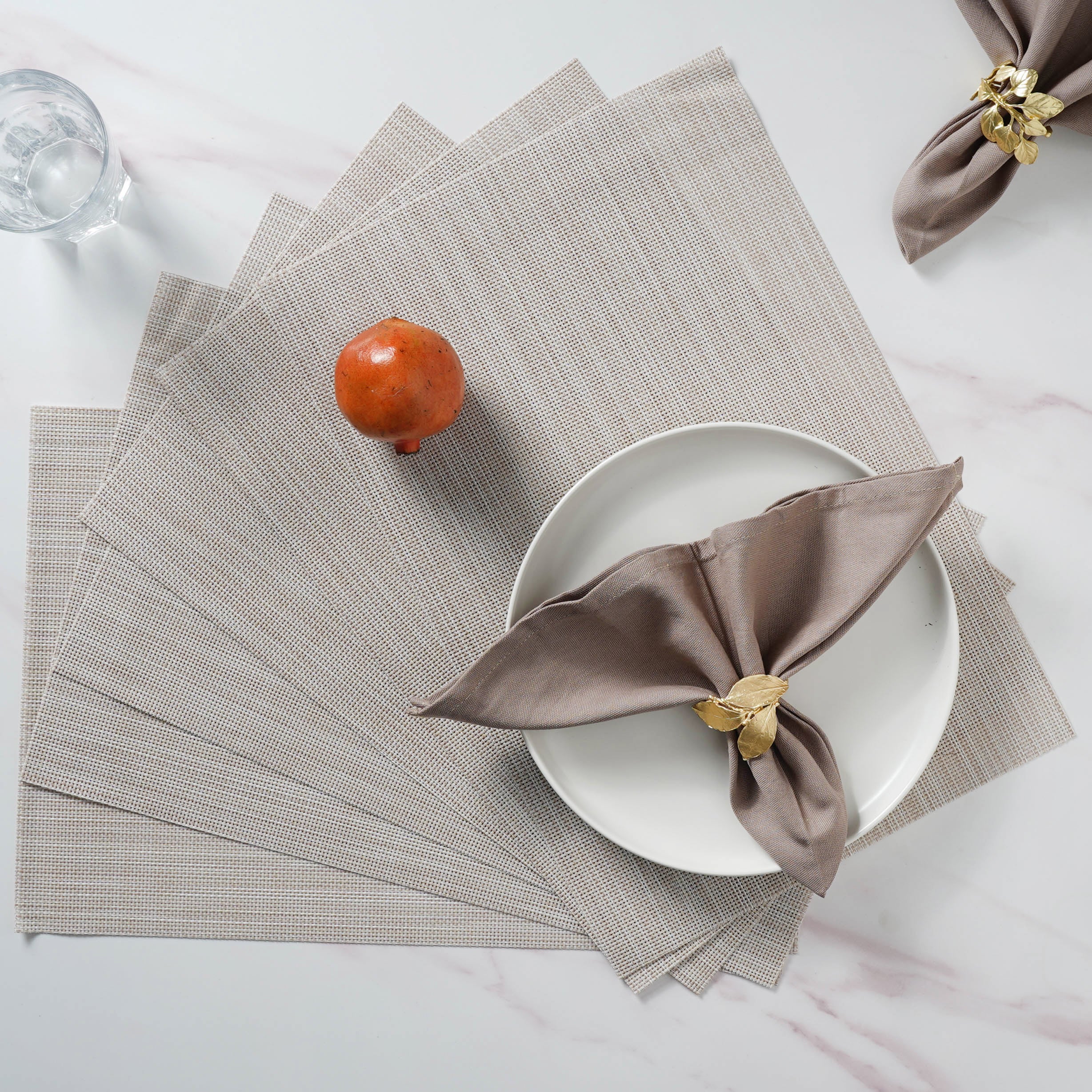 Beige PVC Table Mat Set of 6 Online - Premium Table Mat | Nestasia