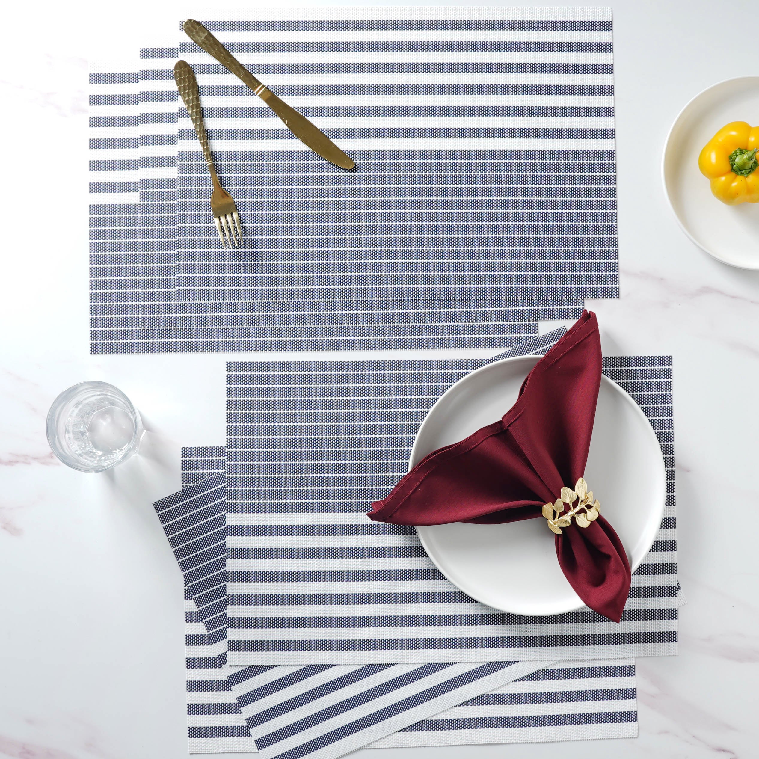 Striped PVC Table Mat Set of 6 Online - Premium Table Mat | Nestasia