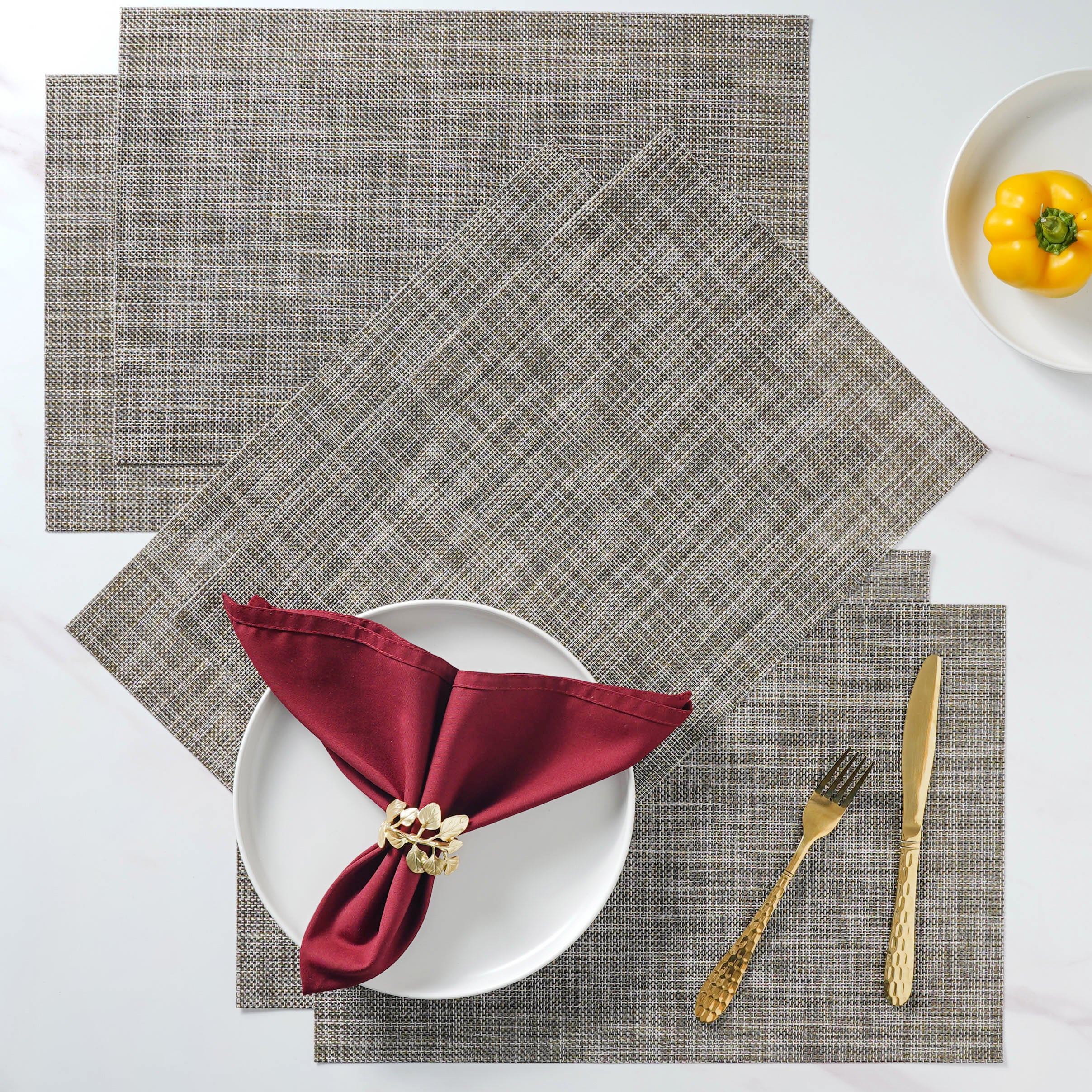 Beige-grey PVC Table Mat Set of 6 Online - Premium Table Mat | Nestasia