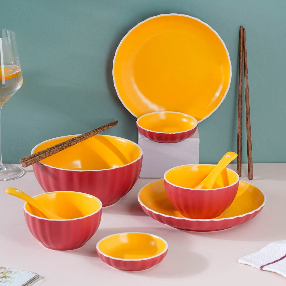 Chrome Red 11 Piece Pasta Set Set For 2 Online - Premium Dinner Set ...