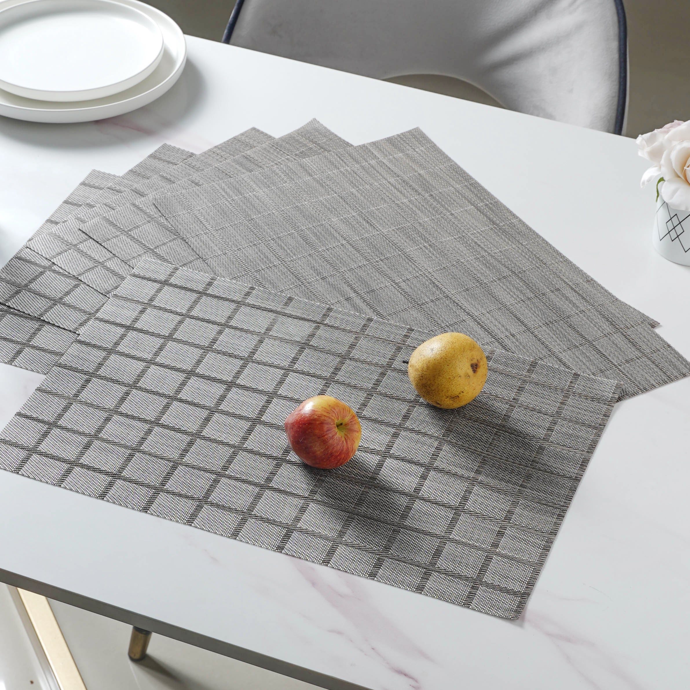 Grey PVC Placemat Set of 6 Online - Premium Table Mat | Nestasia