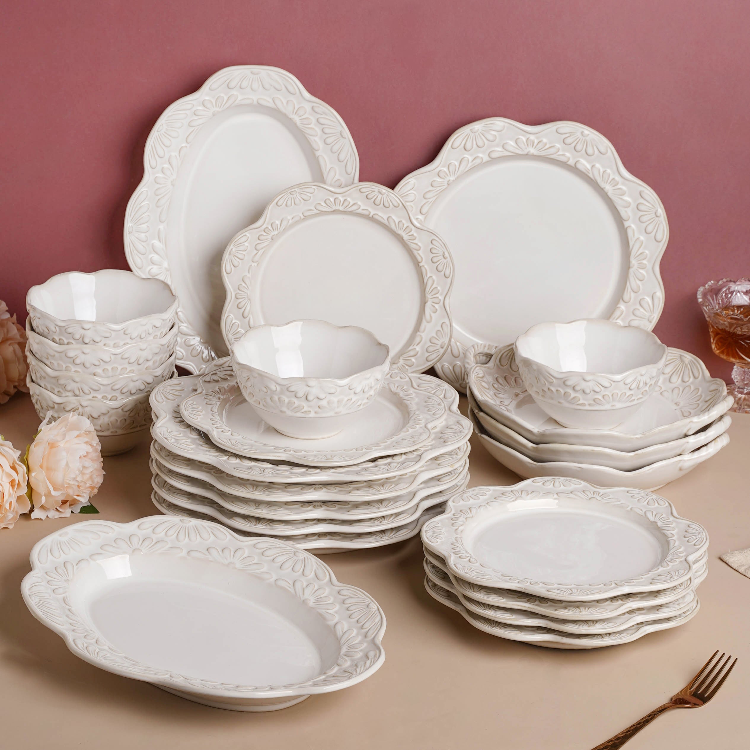 Faye Floral 23 Piece Dinner Set For 6 Online - Premium Dinner Set ...