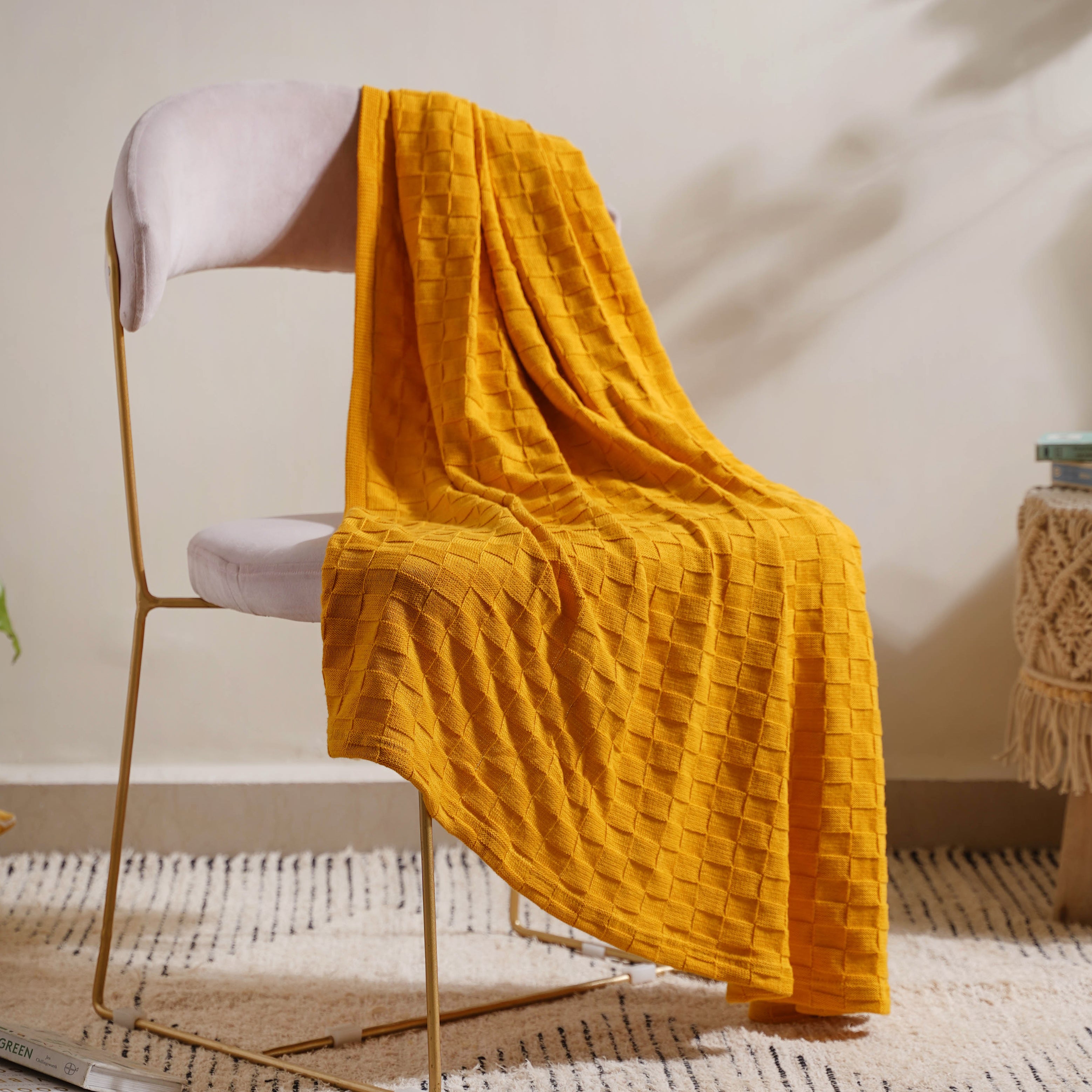 Yellow Knitted Throw