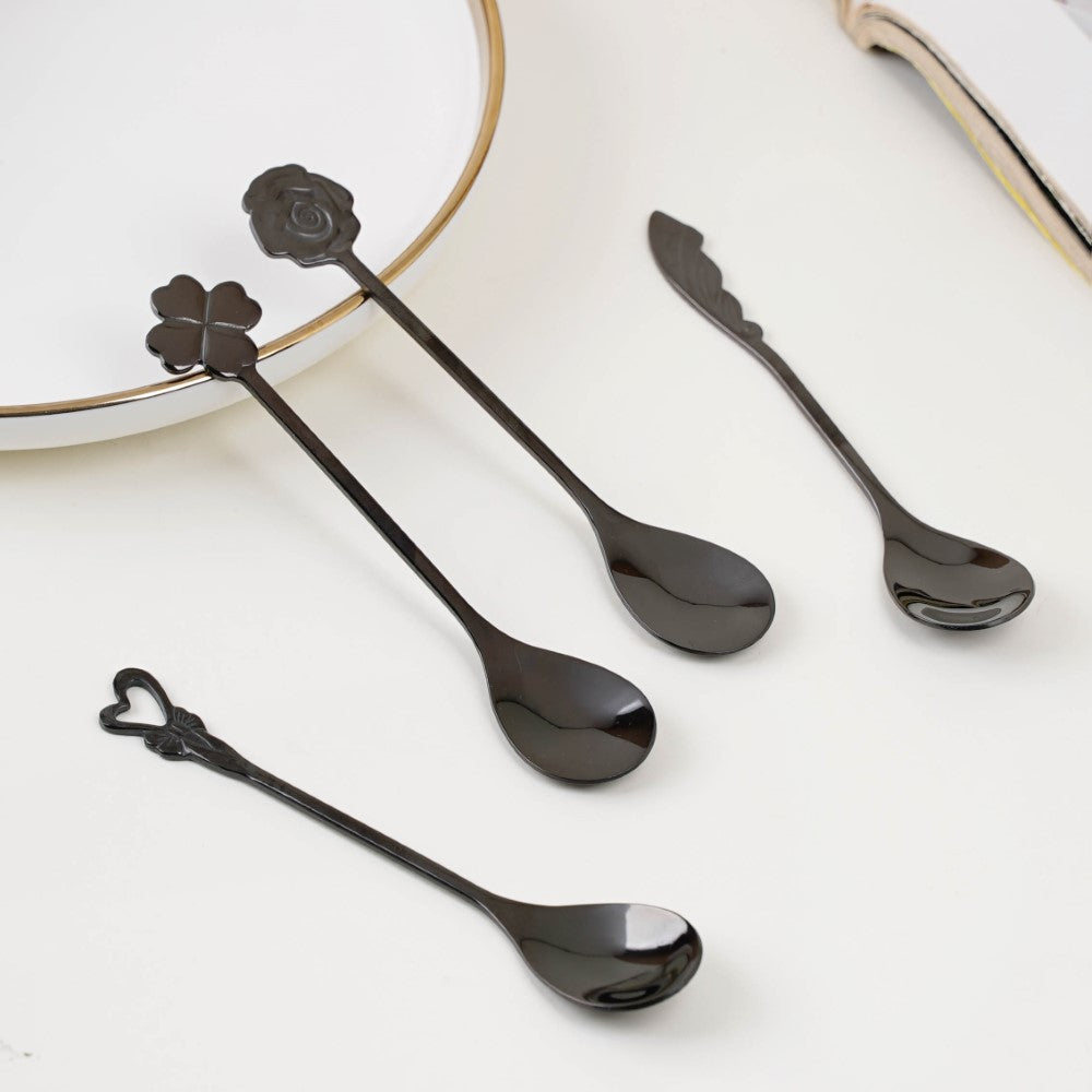 Luxe Stainless Steel Teaspoon Set Of 4 Black Online - Premium Cutlery ...