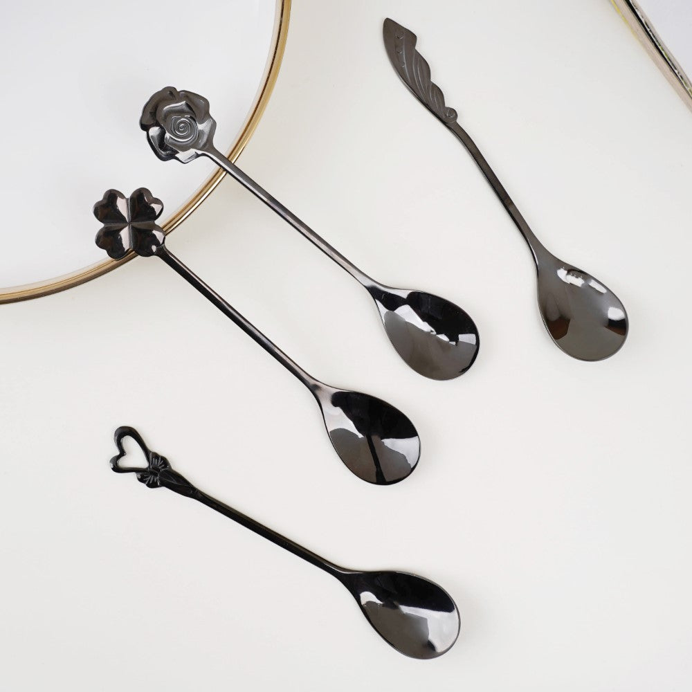 Luxe Stainless Steel Teaspoon Set Of 4 Black Online - Premium Cutlery ...