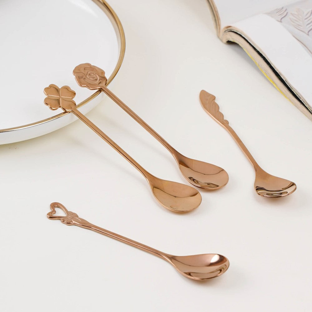 Luxe Stainless Steel Teaspoon Set Of 4 Rose Gold Online - Premium ...