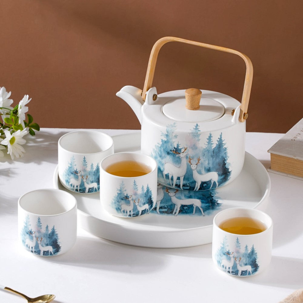 White Teapot Set Online - Premium Tea Set | Nestasia